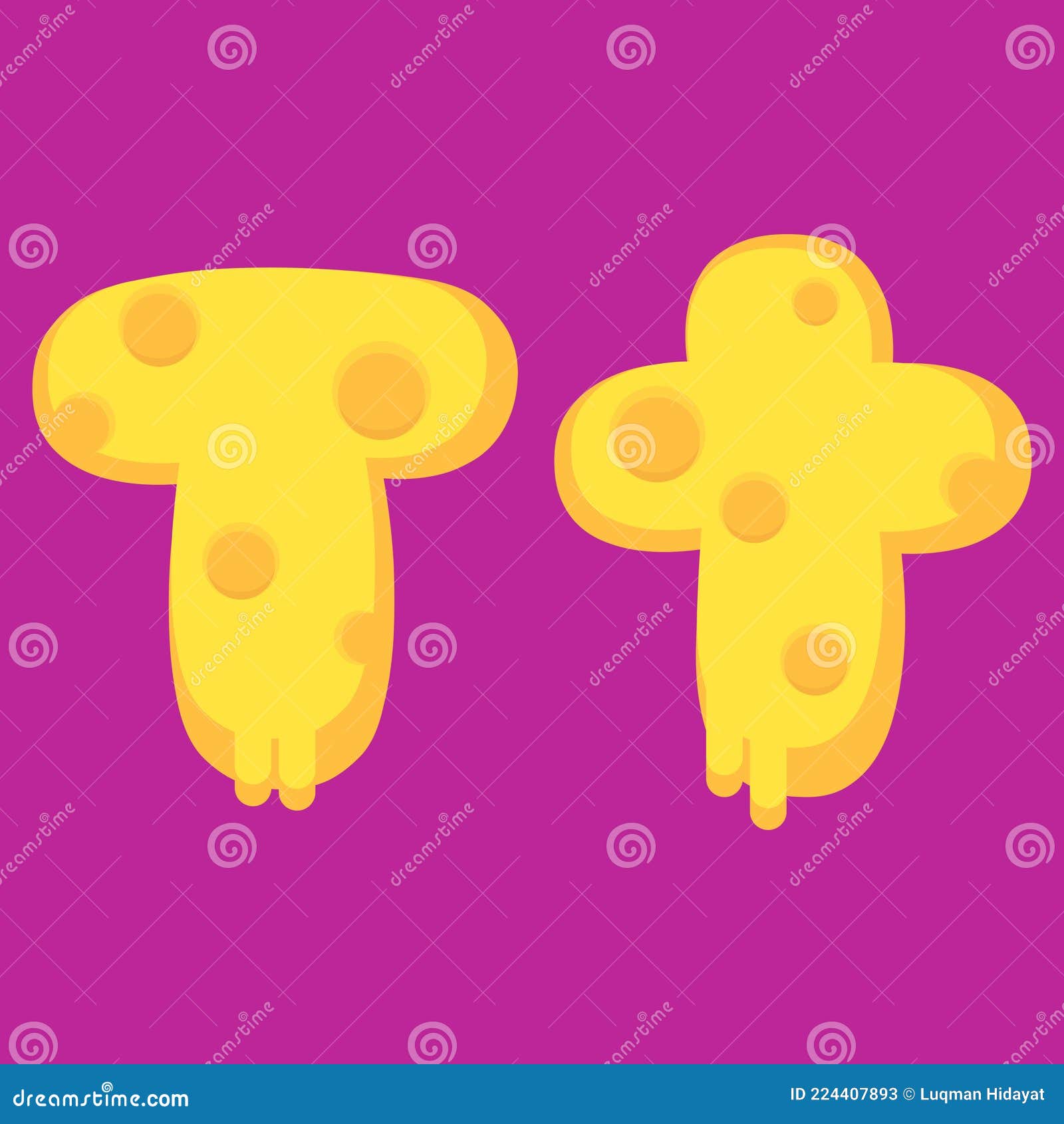 Vector Cartoon of `T` Alphabet Letter in the Shape of Melty Cheese ...