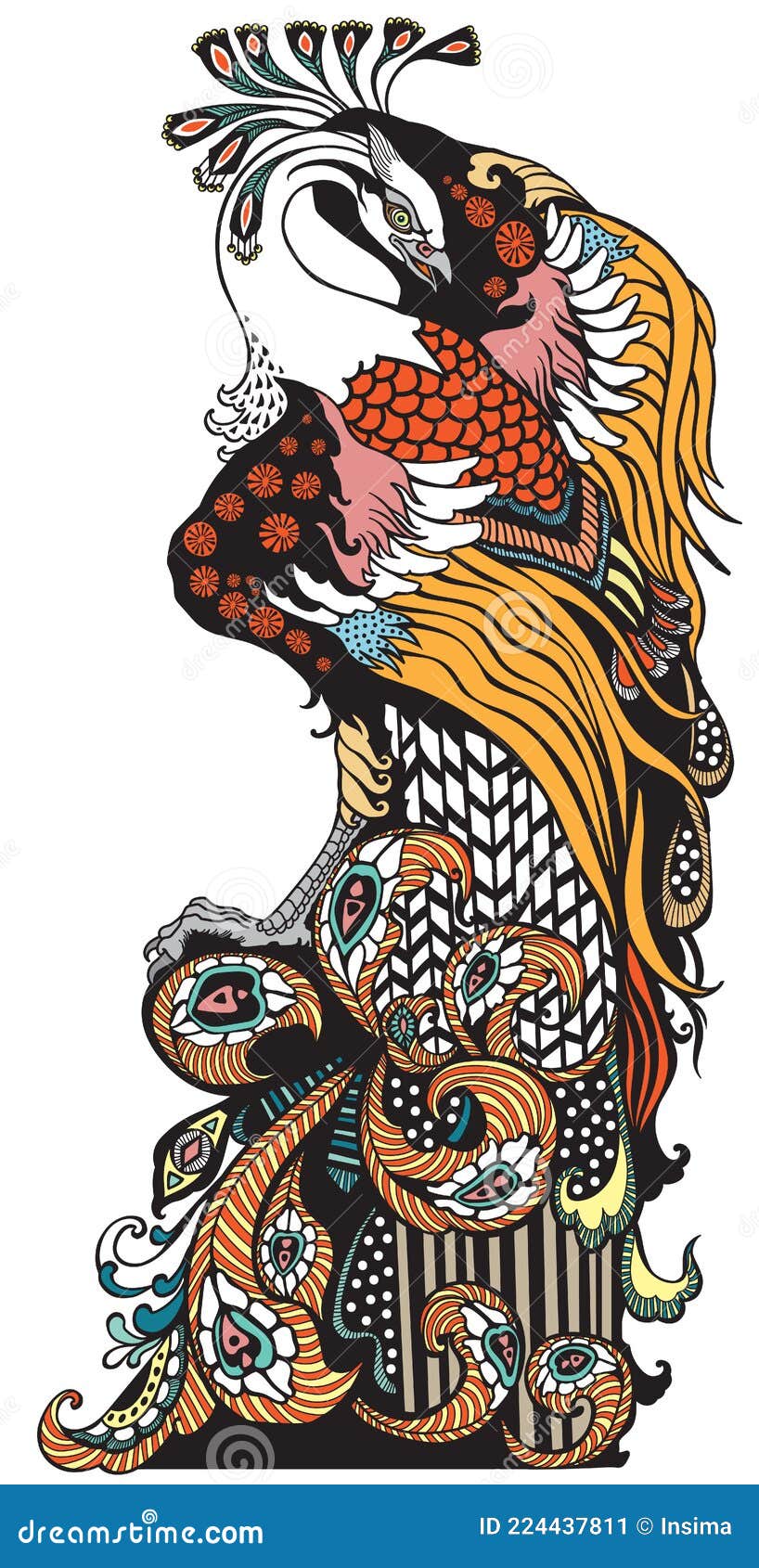 Chinese Phoenix Fenghuang. Vector Illustration Stock Vector ...