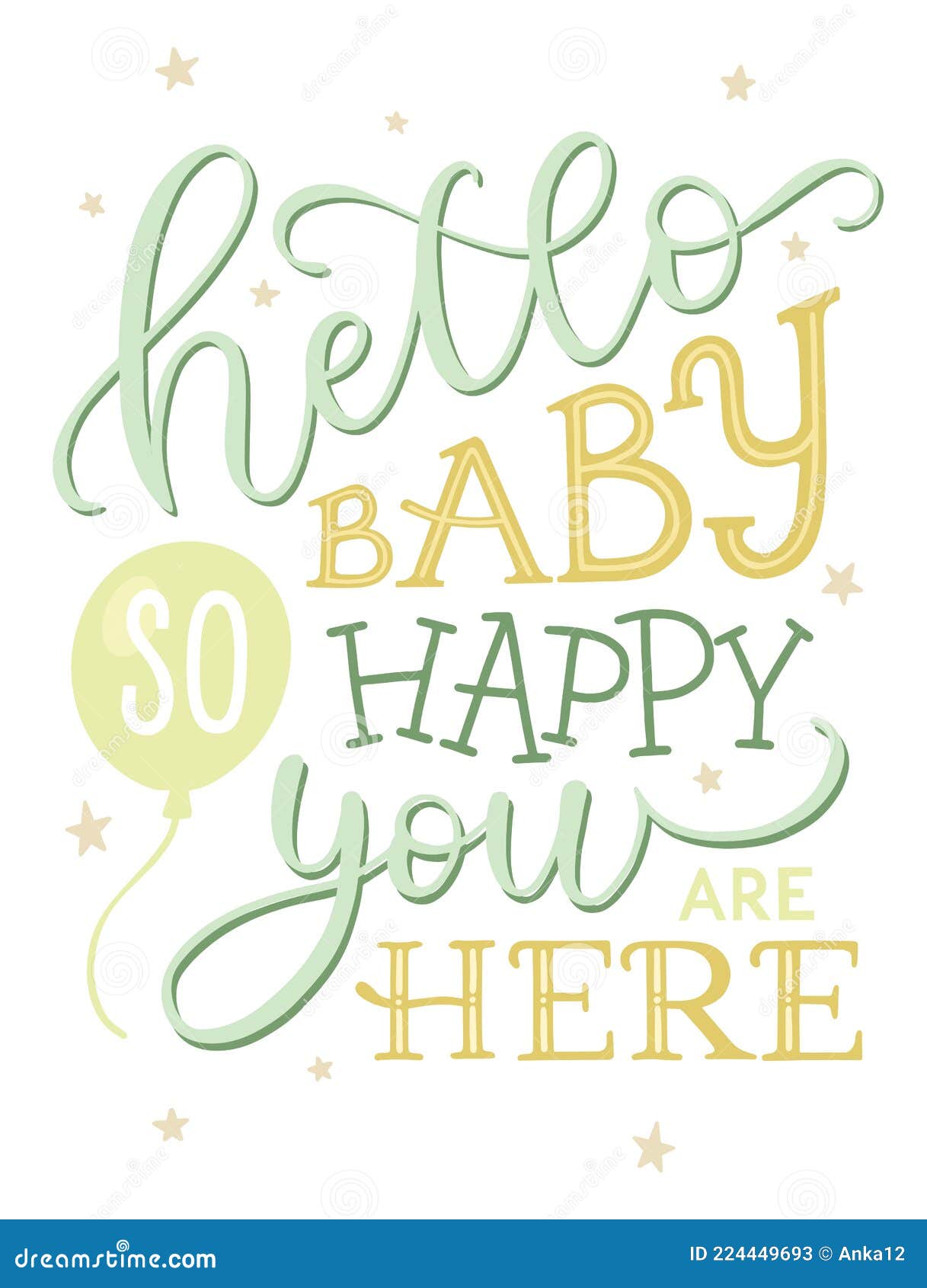 Hello Baby so Happy You are Here. Cute Vector Gender Neutral Newborn ...