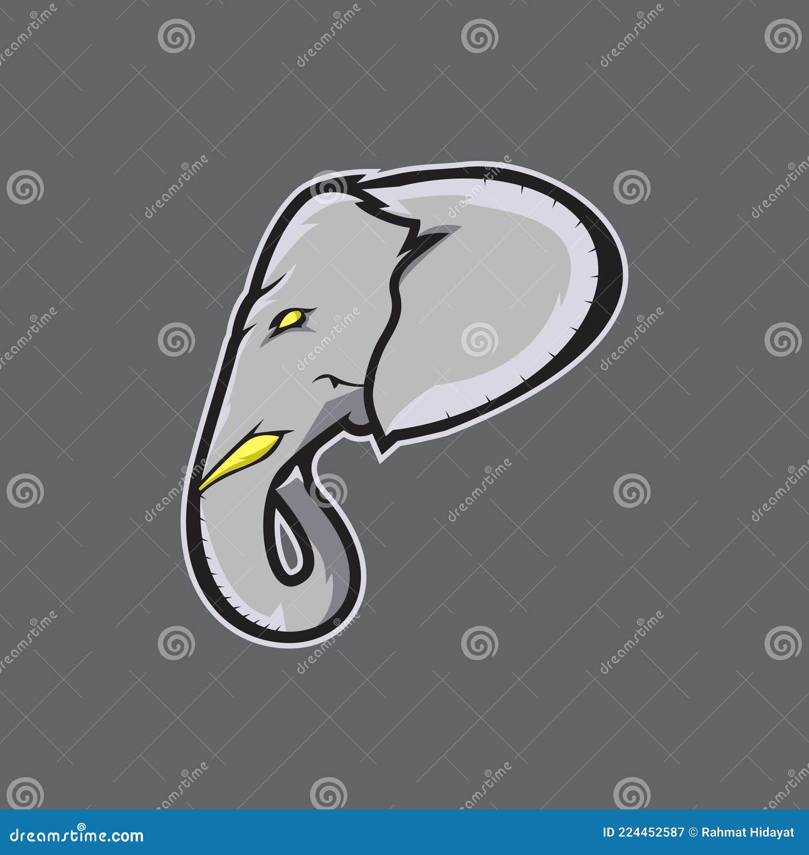 Spooky Elephant Head Vector Illustration Stock Vector - Illustration of ...