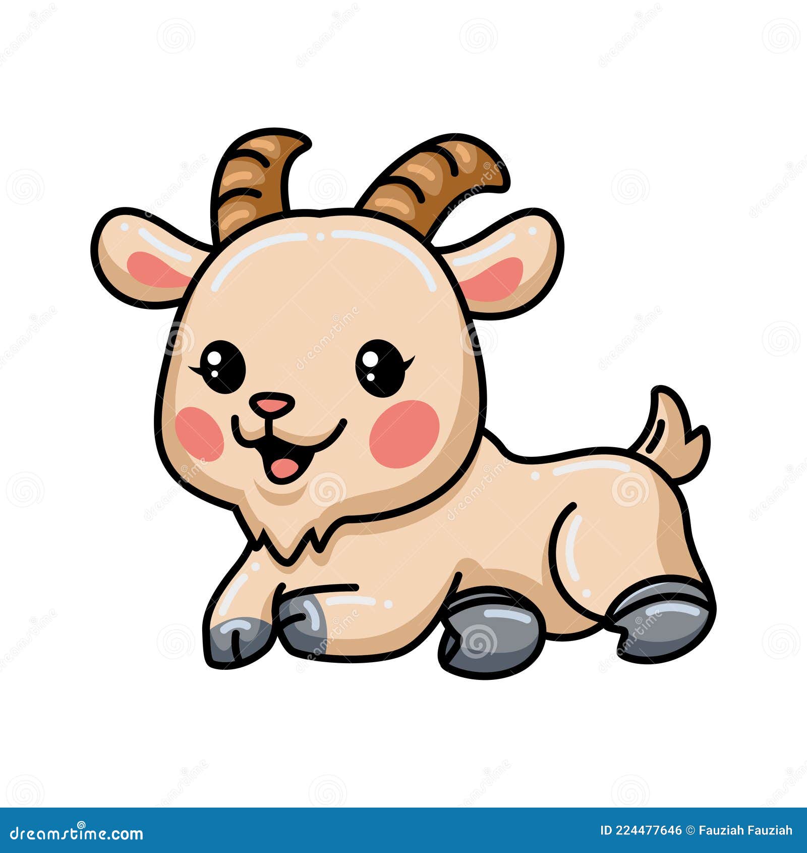 Cute Baby Goat Cartoon Laying Down Stock Vector - Illustration of ...