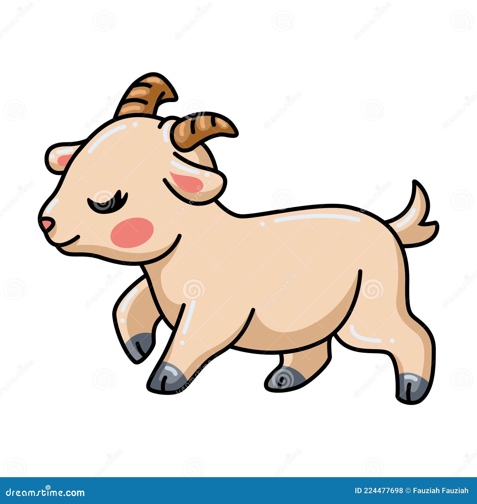 Cute Baby Goat Cartoon Walking Stock Vector - Illustration of doodle ...