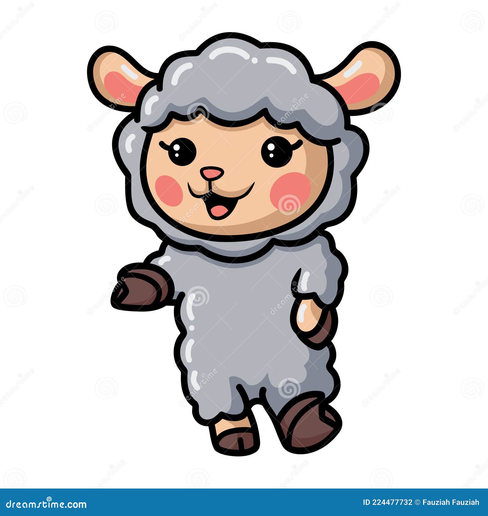 Cute Baby Sheep Cartoon Presenting Stock Vector - Illustration of ...