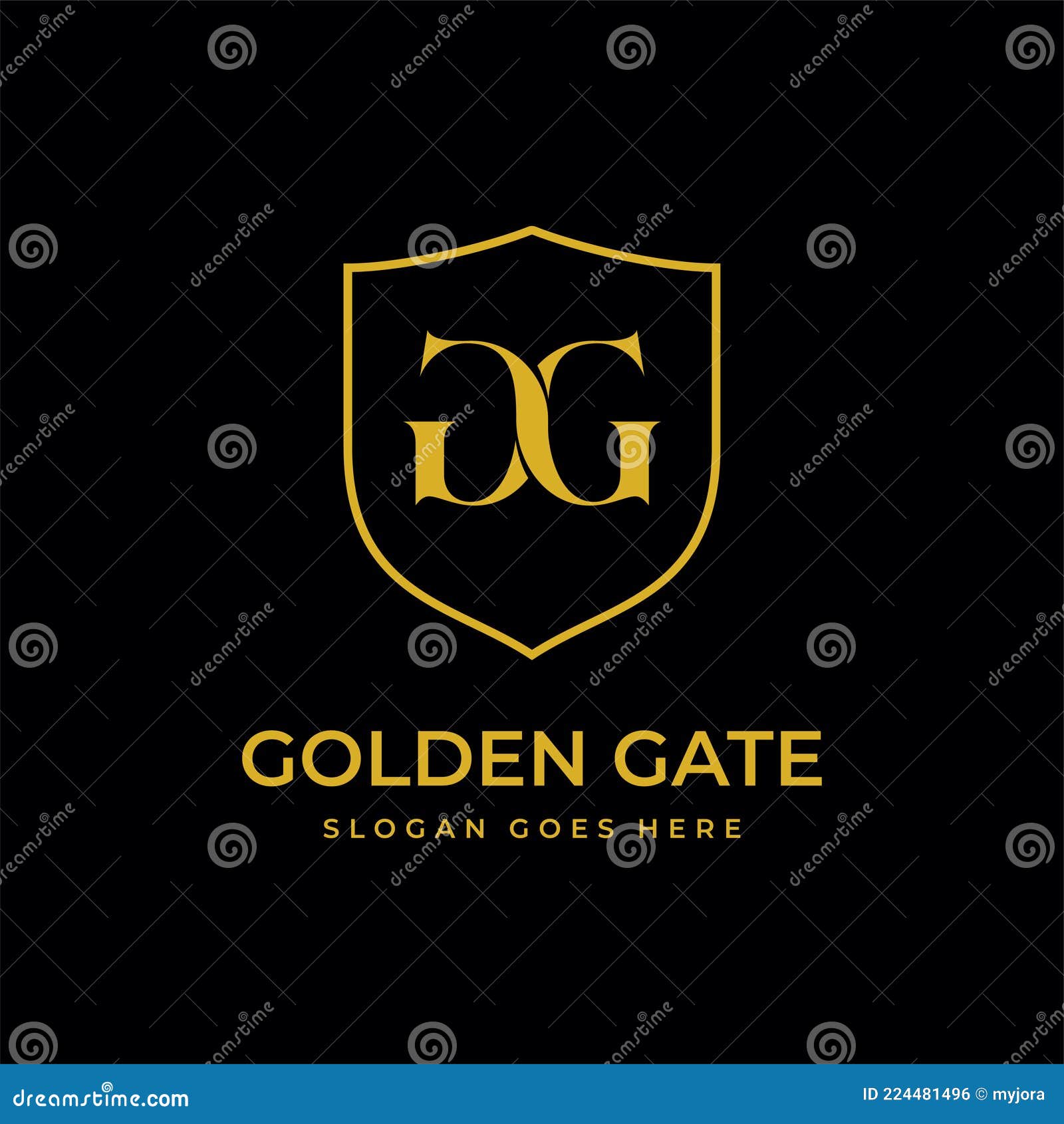 Initial Double G in the Gold Shield Stock Vector - Illustration of gold ...