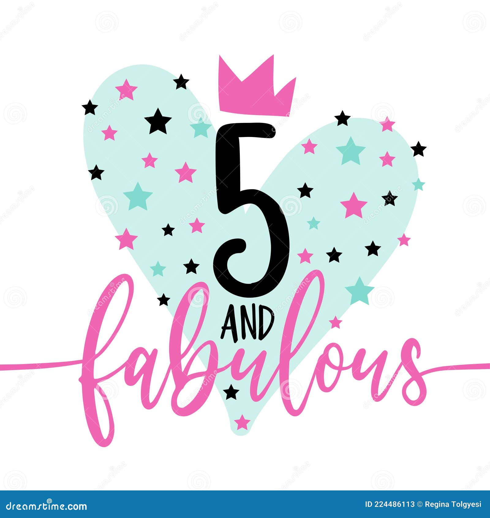 5 and Fabulous- Fashionable Decoration for Birthday Stock Vector ...
