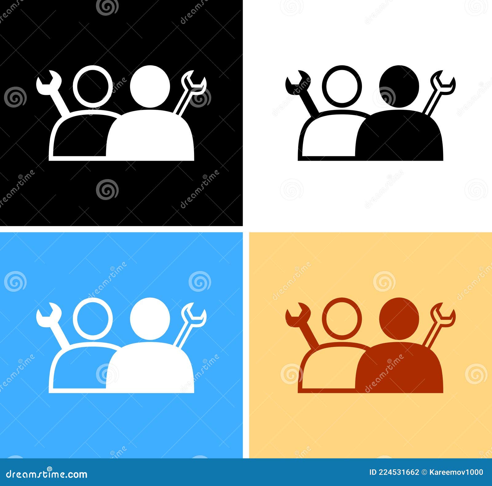 Work Together Icon Vector Isolated, Mechanic Icon Set. Stock Vector ...