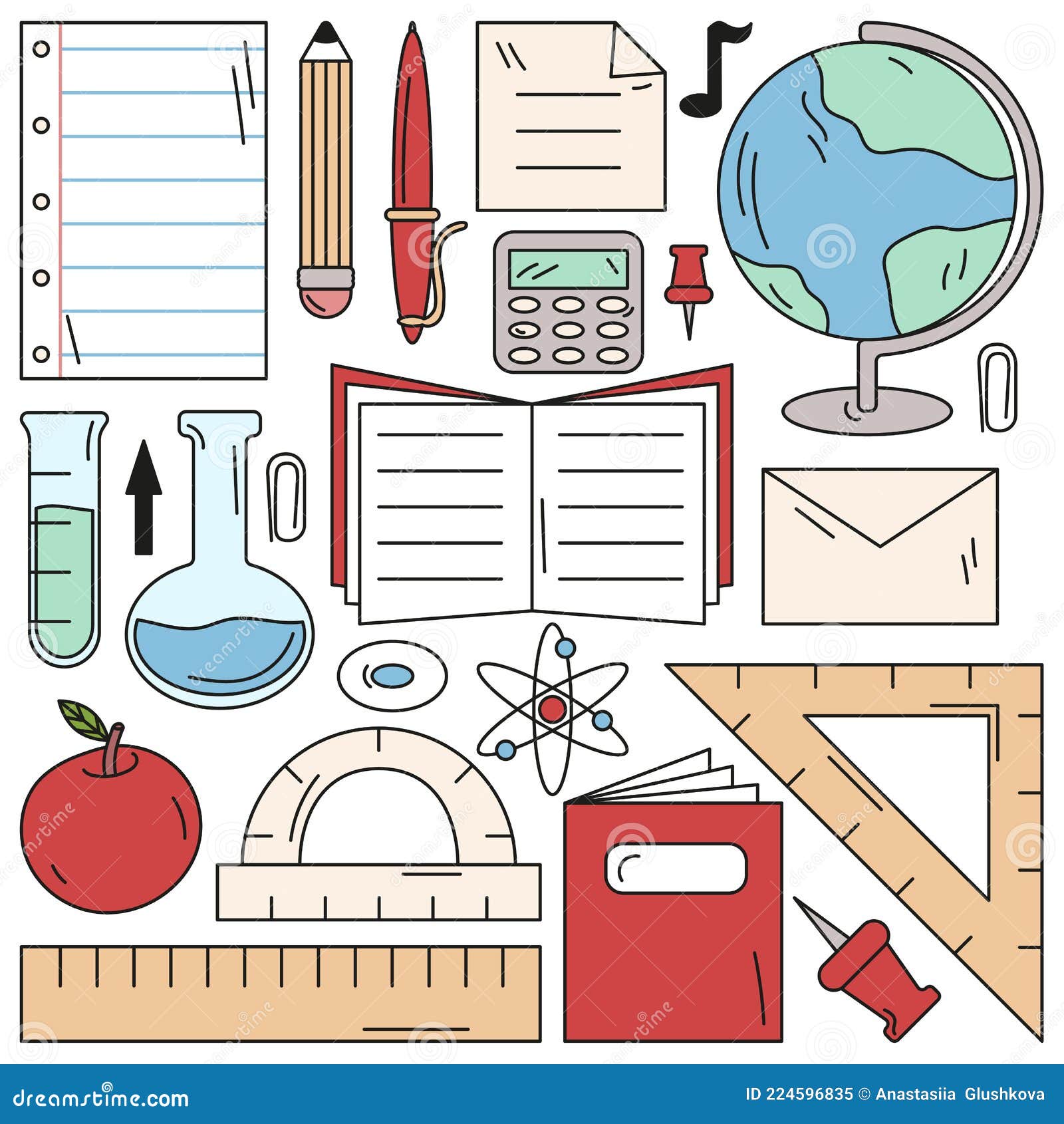 Back To School. Hand Drawn Set of Doodle School Elements Stock Vector ...