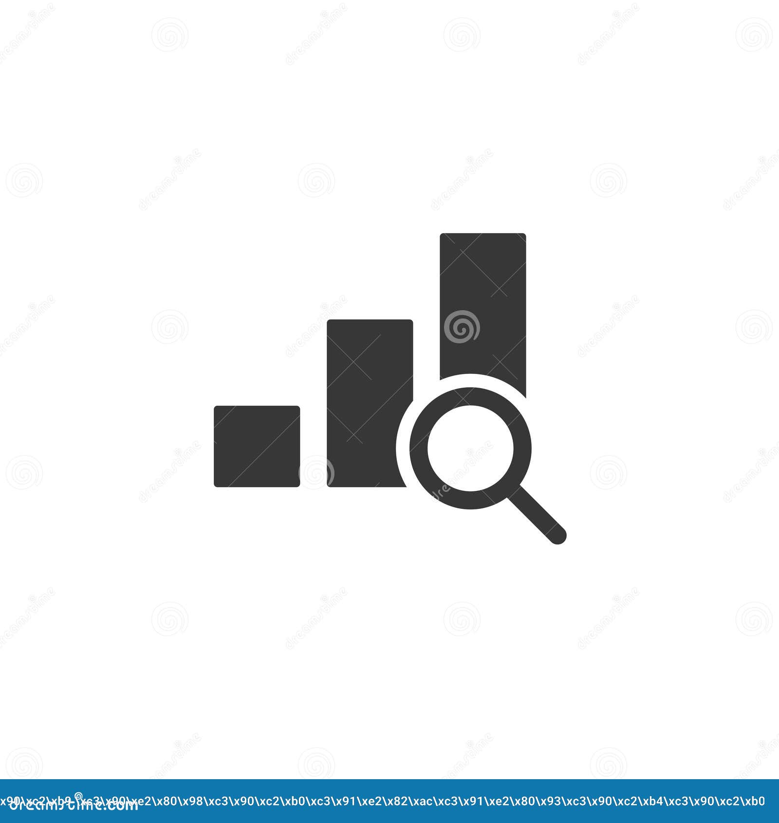 Graph Chart with Magnifier Icon. Growing Black Graph Outline and ...
