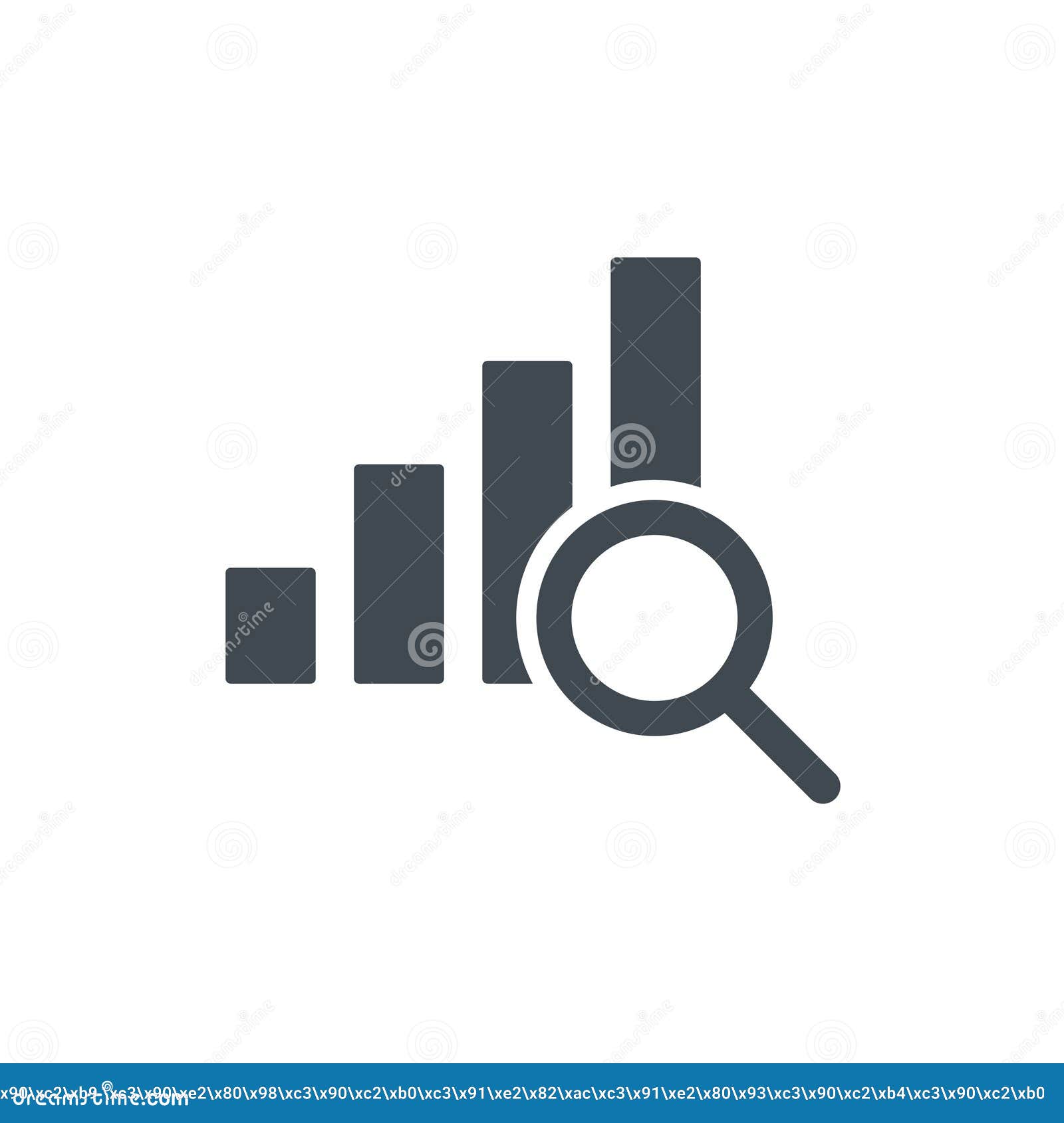 Graph Chart with Magnifier Icon. Growing Black Graph Outline and ...