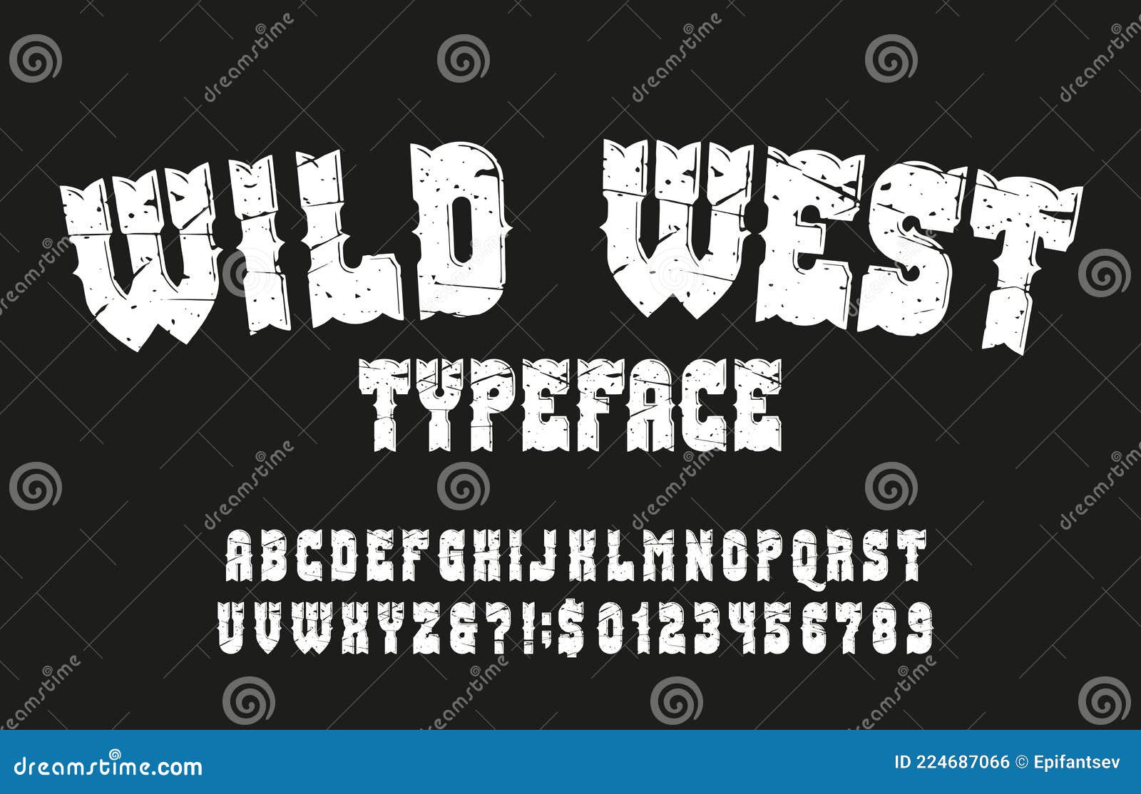 Wild West Alphabet Font. Vintage Messy Letters, Numbers and Symbols for ...
