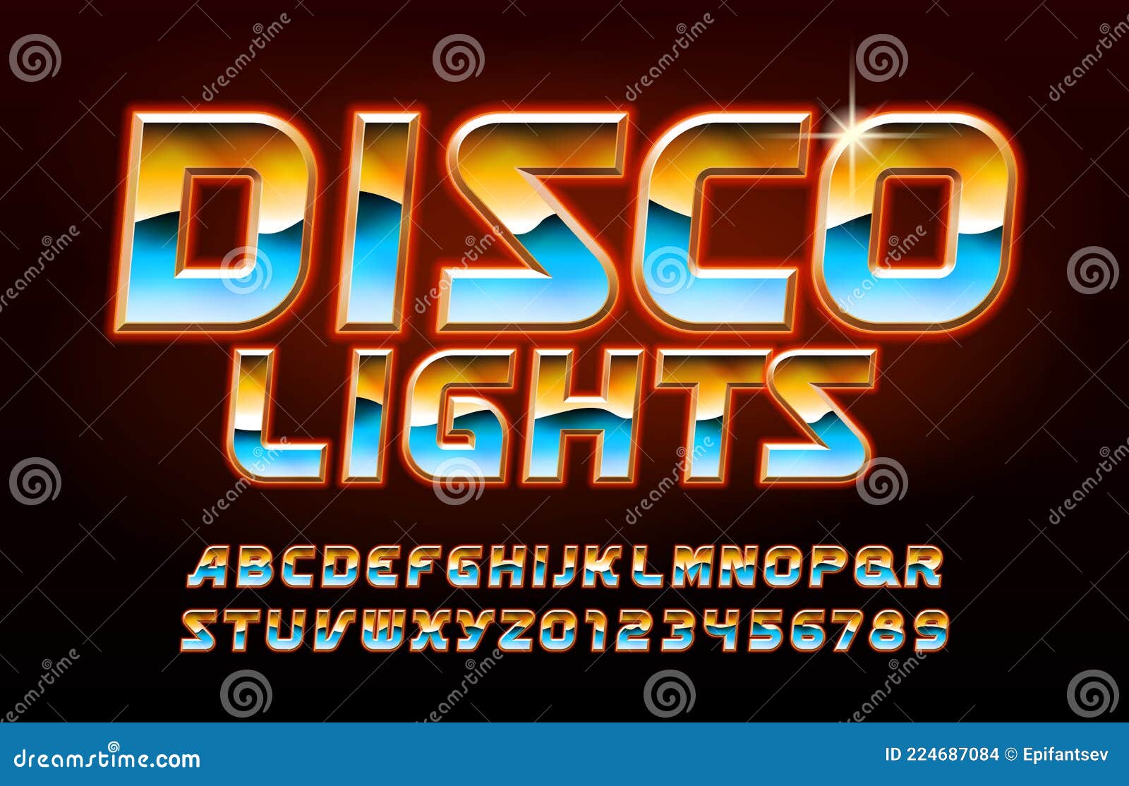 Disco Lights Alphabet Font. Glowing Letters and Numbers in 80s Style ...