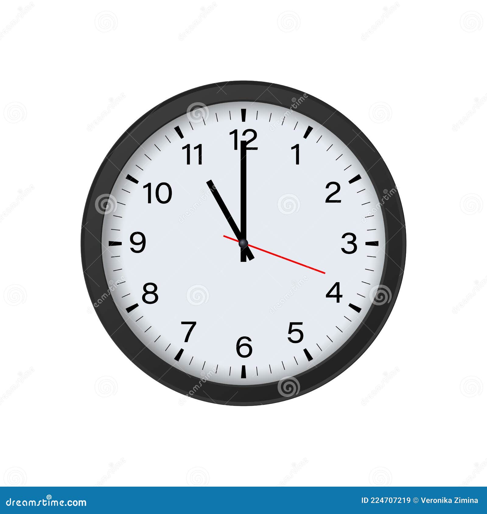 Circle Black Clock Mockup Showing 11 O Clock Stock Vector ...