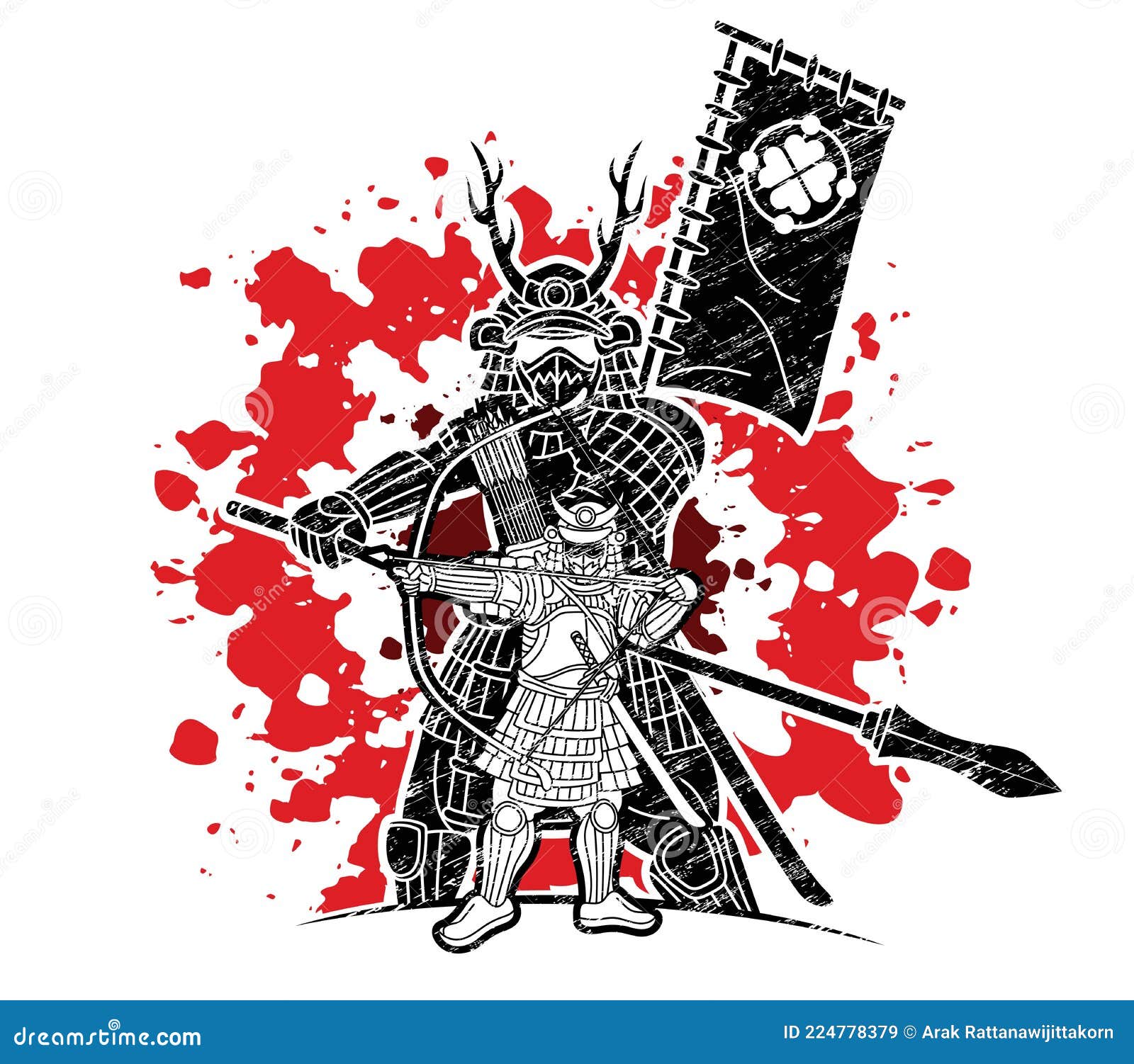 Group of Samurai Warrior Ronin with Weapon and Armor Action Ready To ...