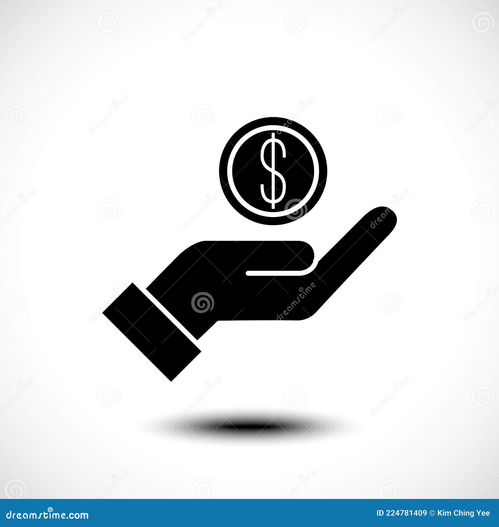 Hand holding coin icon stock vector. Illustration of rich - 224781409
