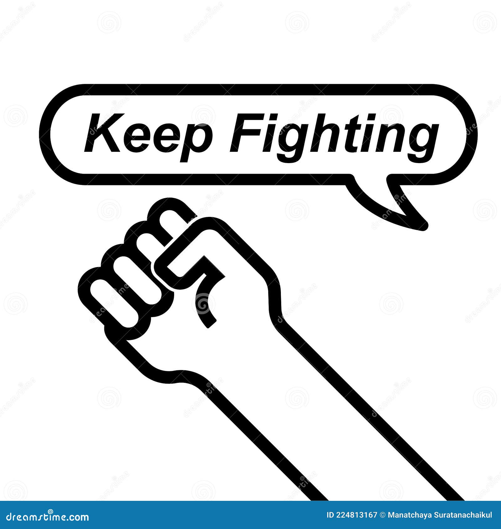 Keep Fighting With Black Girl Illustration And Pattern Cartoon Vector ...
