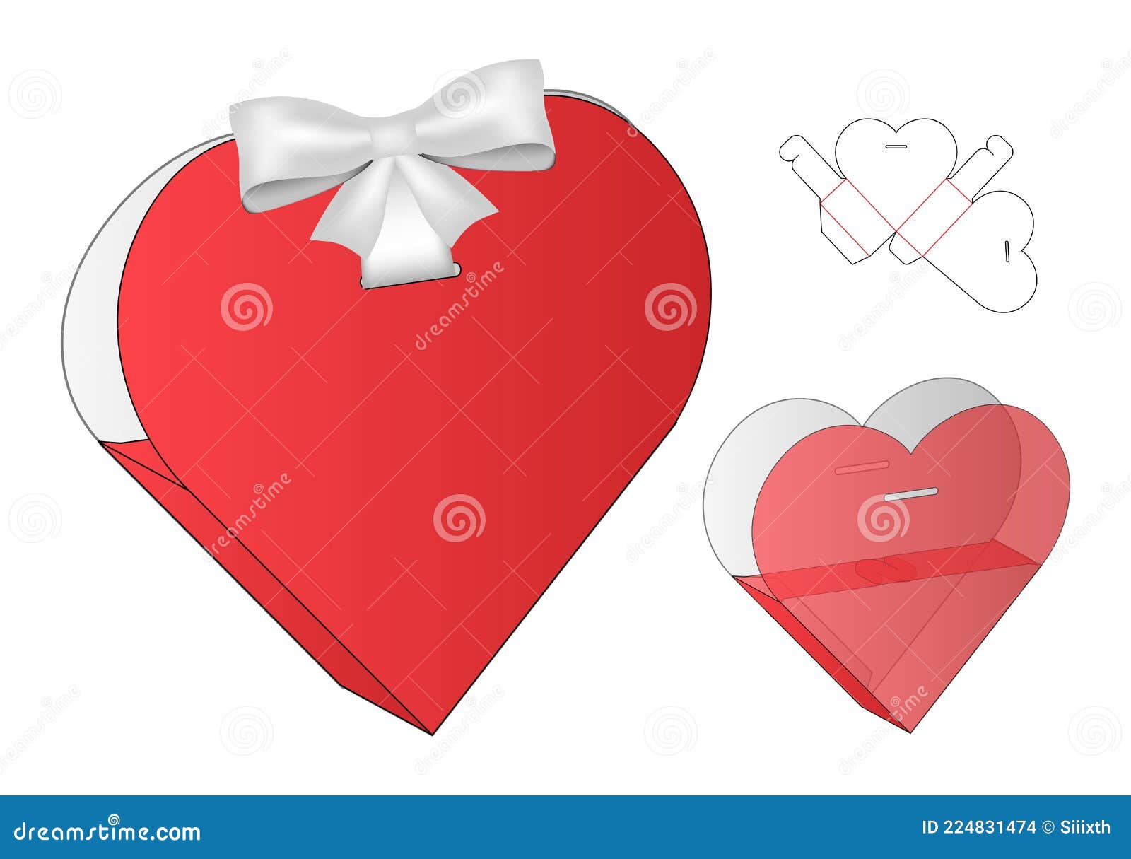 Heart Shape Box Packaging Die Cut Template Stock Vector - Illustration ...