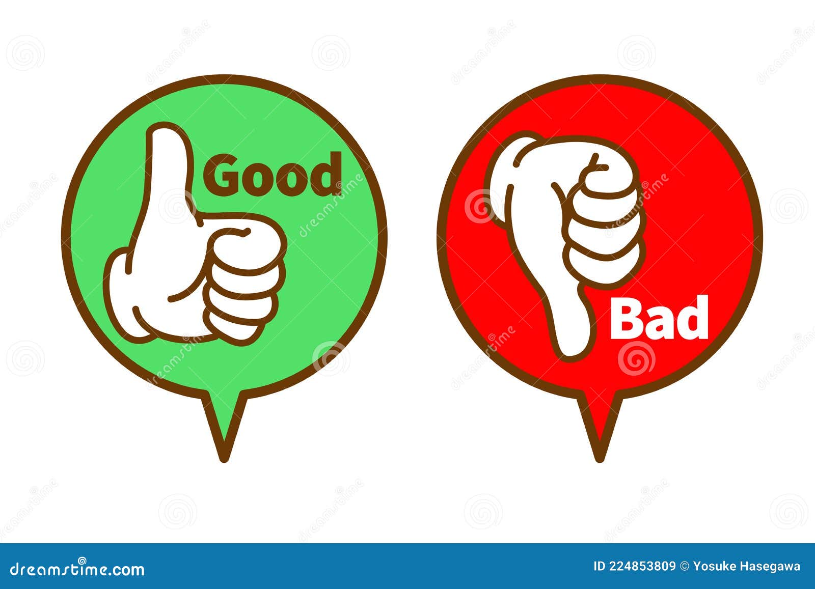 Good Bad Hand Sign Speech Balloon,vector Illustration Stock ...