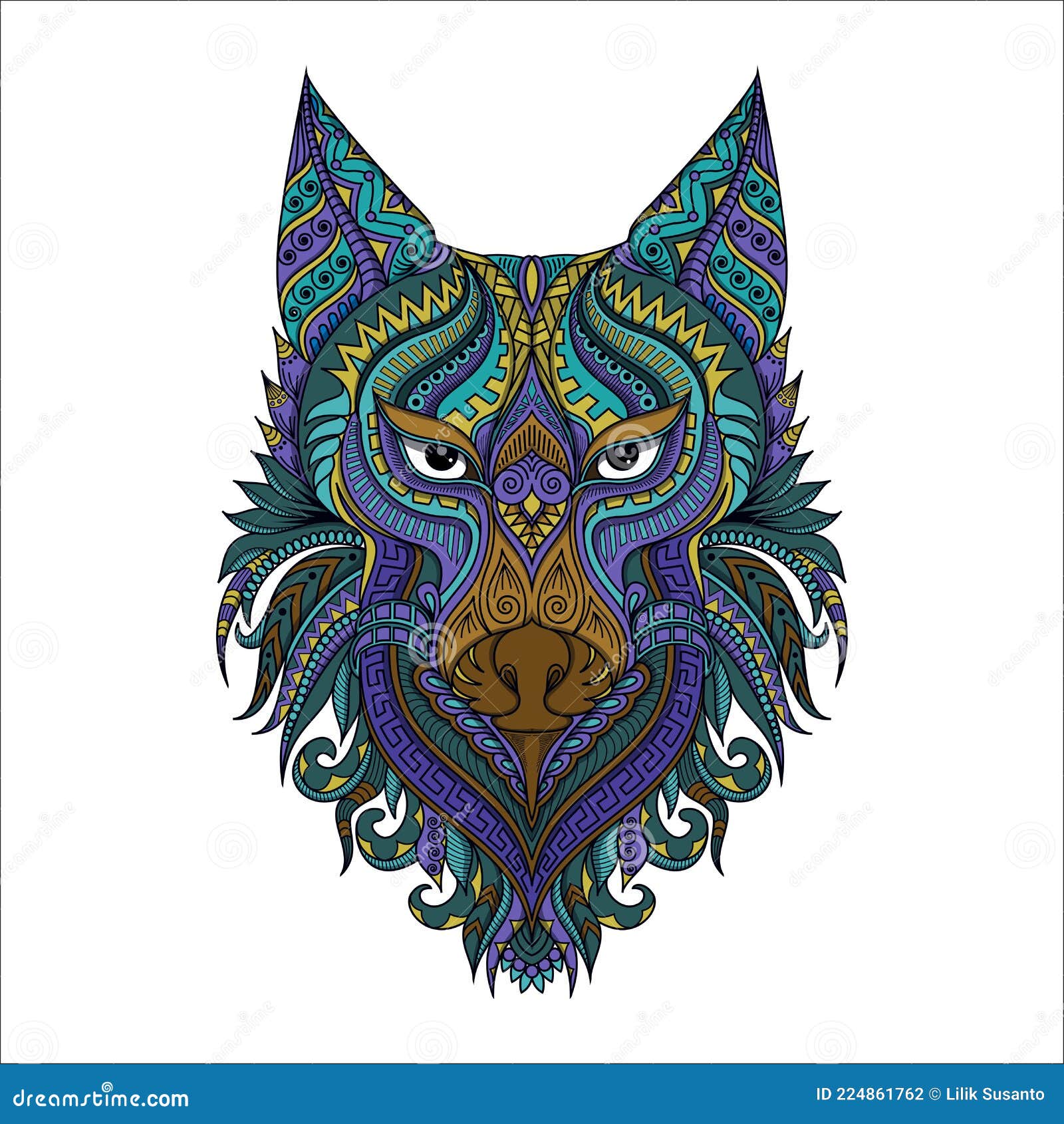 Stylized Wolf With Paint Splatters, Vector Illustration Isolated On ...
