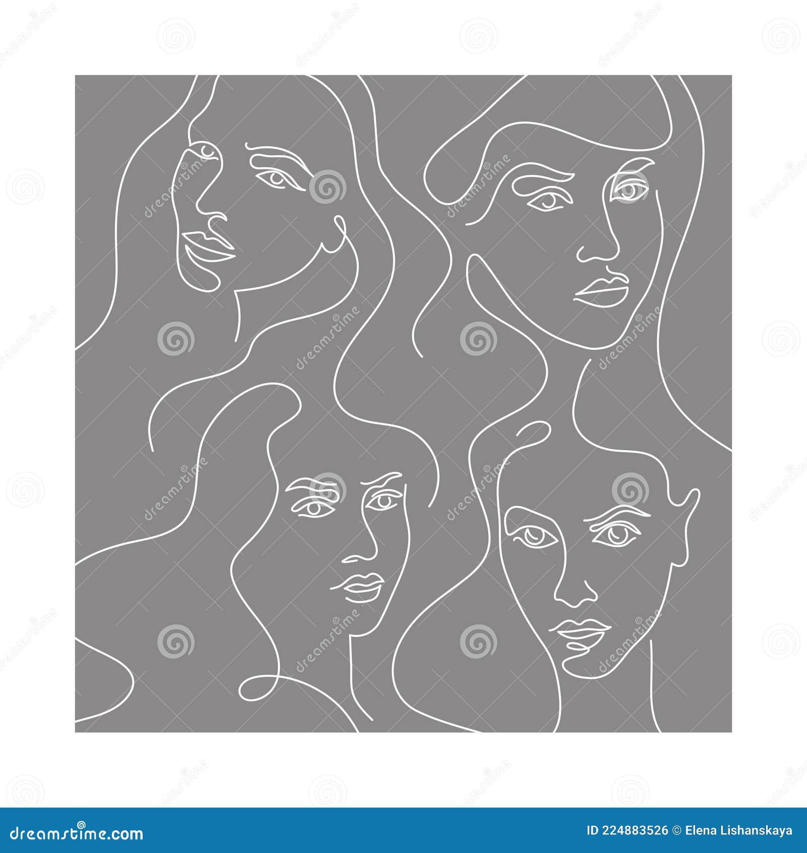 Vector Illustration of Abstract Women Portraits . Minimalistic Line ...