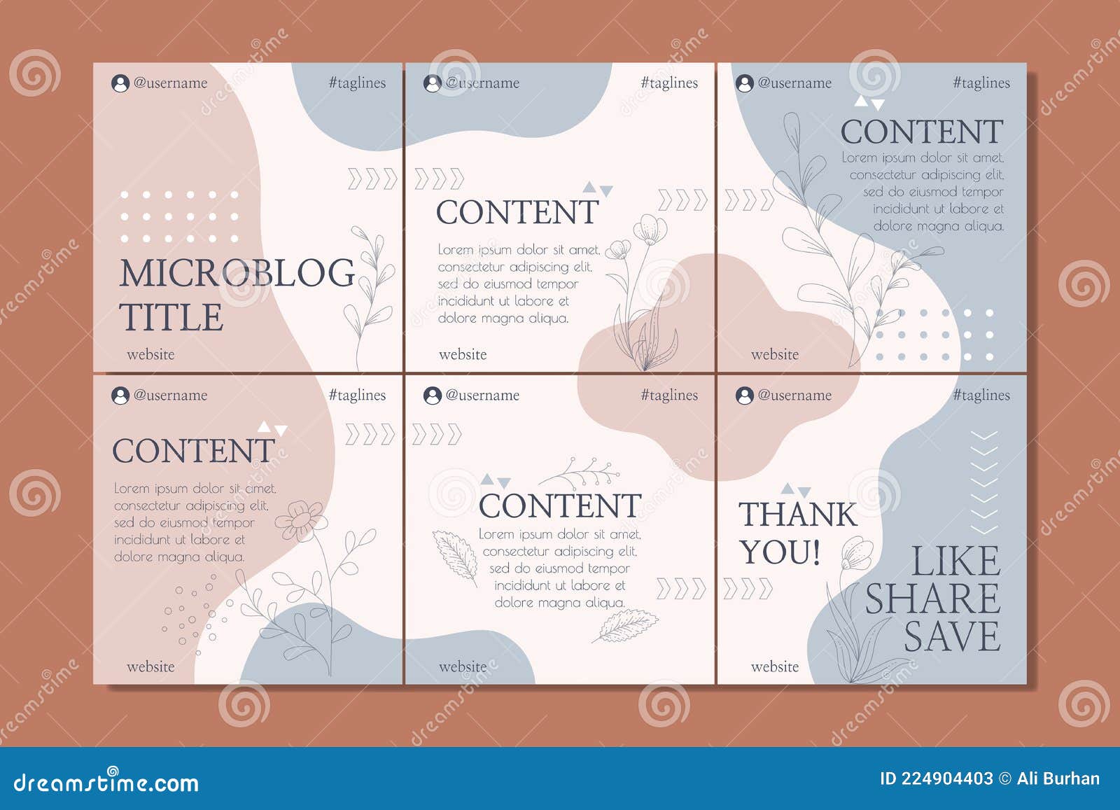 Microblog Carousel Slides Template 3 Cartoon Vector | CartoonDealer.com ...