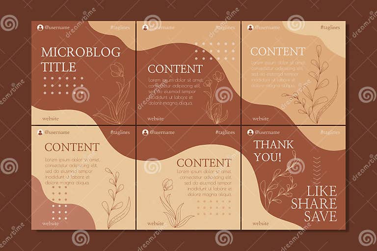 Microblog Carousel Slides Template 4 Stock Vector - Illustration of ...