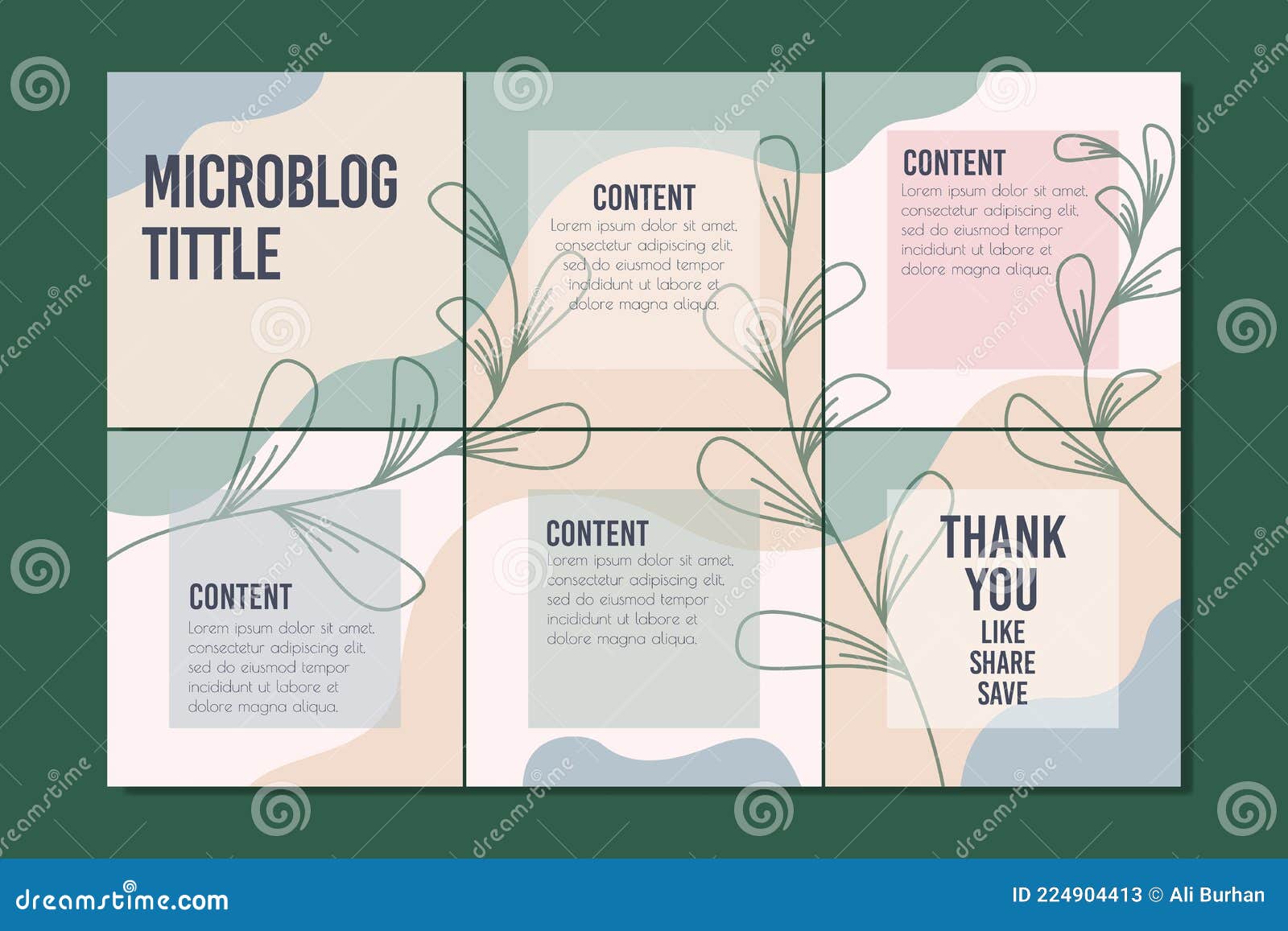 Microblog Carousel Slides Template 3 Cartoon Vector | CartoonDealer.com ...