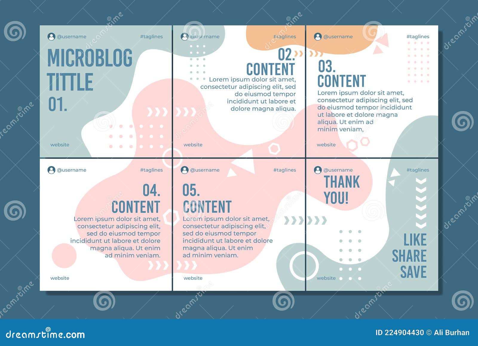 Microblog Carousel Slides Template 3 Cartoon Vector | CartoonDealer.com ...