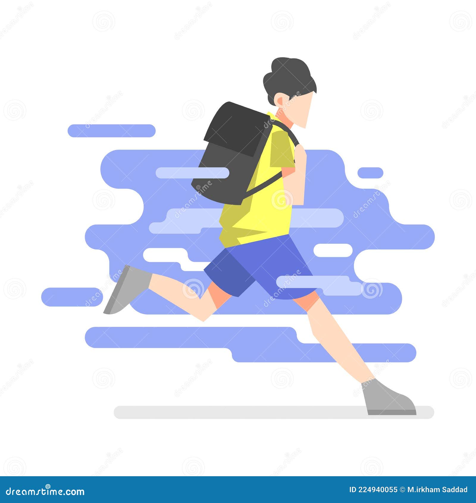 Running Man With A Backpack. Tourist Backpacker. Young Vector ...