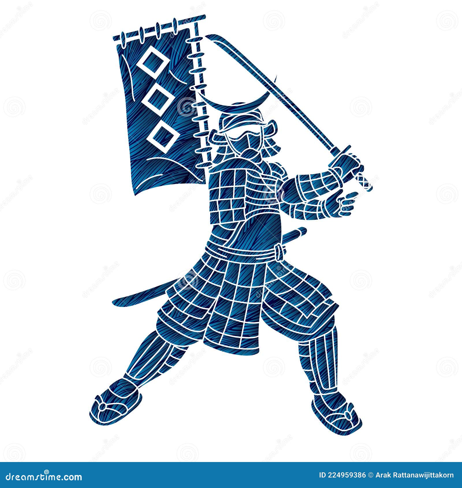 Samurai Warrior or Ronin Japanese Fighter Bushido Action with Armor and ...