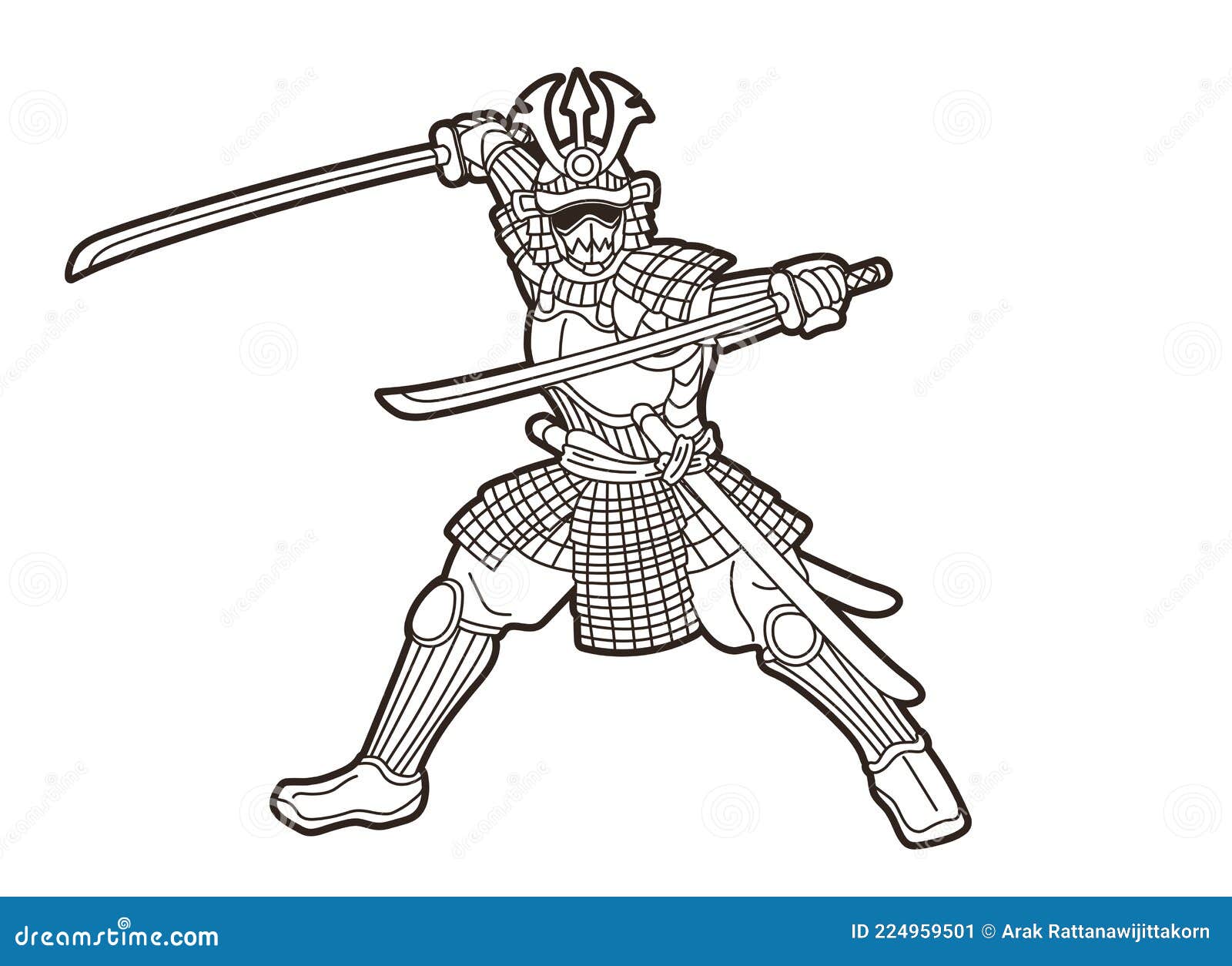 Cartoon Samurai Warrior Drawing