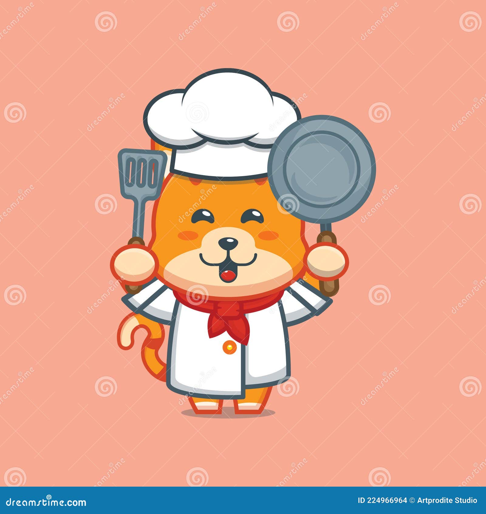Cute Chef Cat Character Illustration Stock Vector - Illustration of ...