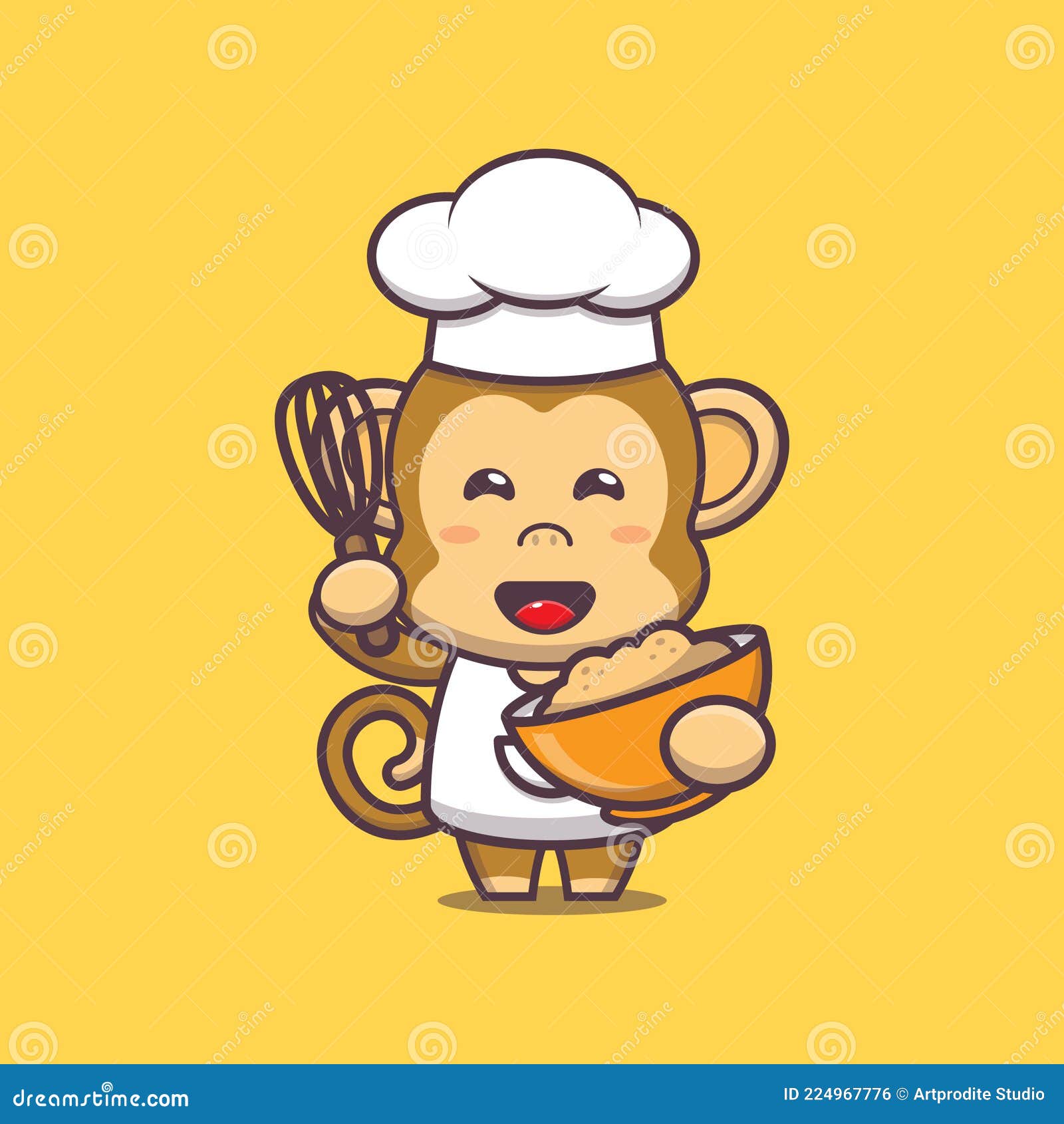 Cute Chef Monkey Character Illustration Stock Vector - Illustration of ...