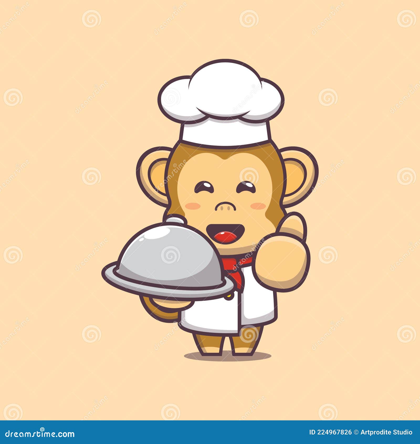 Cute Chef Monkey Character Illustration Stock Vector - Illustration of ...
