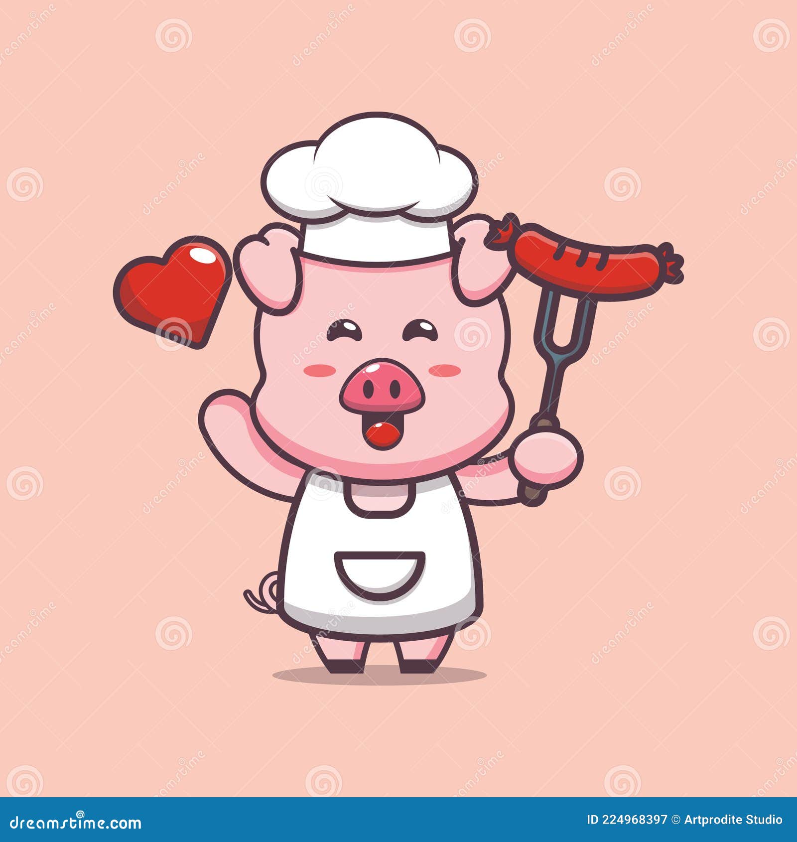 Cute Chef Pig Character Illustration Stock Vector - Illustration of ...