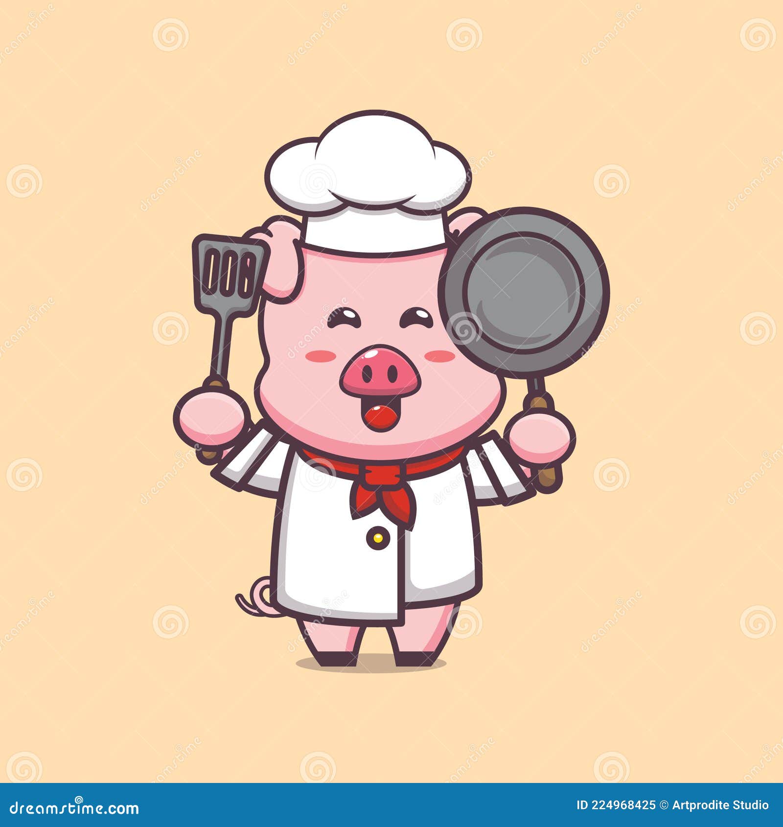 Cute Chef Pig Character Illustration Stock Vector - Illustration of ...