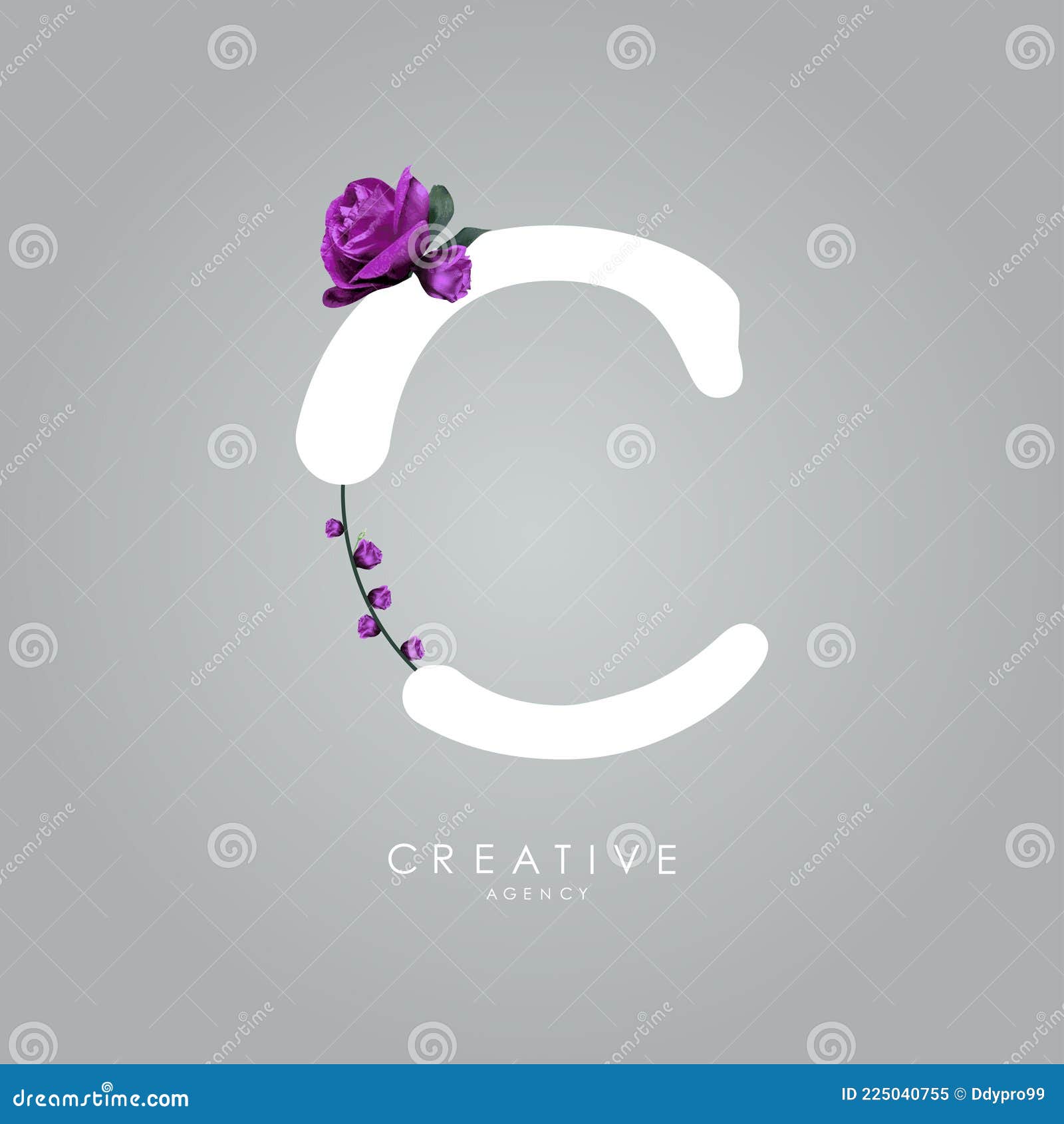Block Letter Logo C Alphabet Letters with Purple Crocus Petal Flower ...