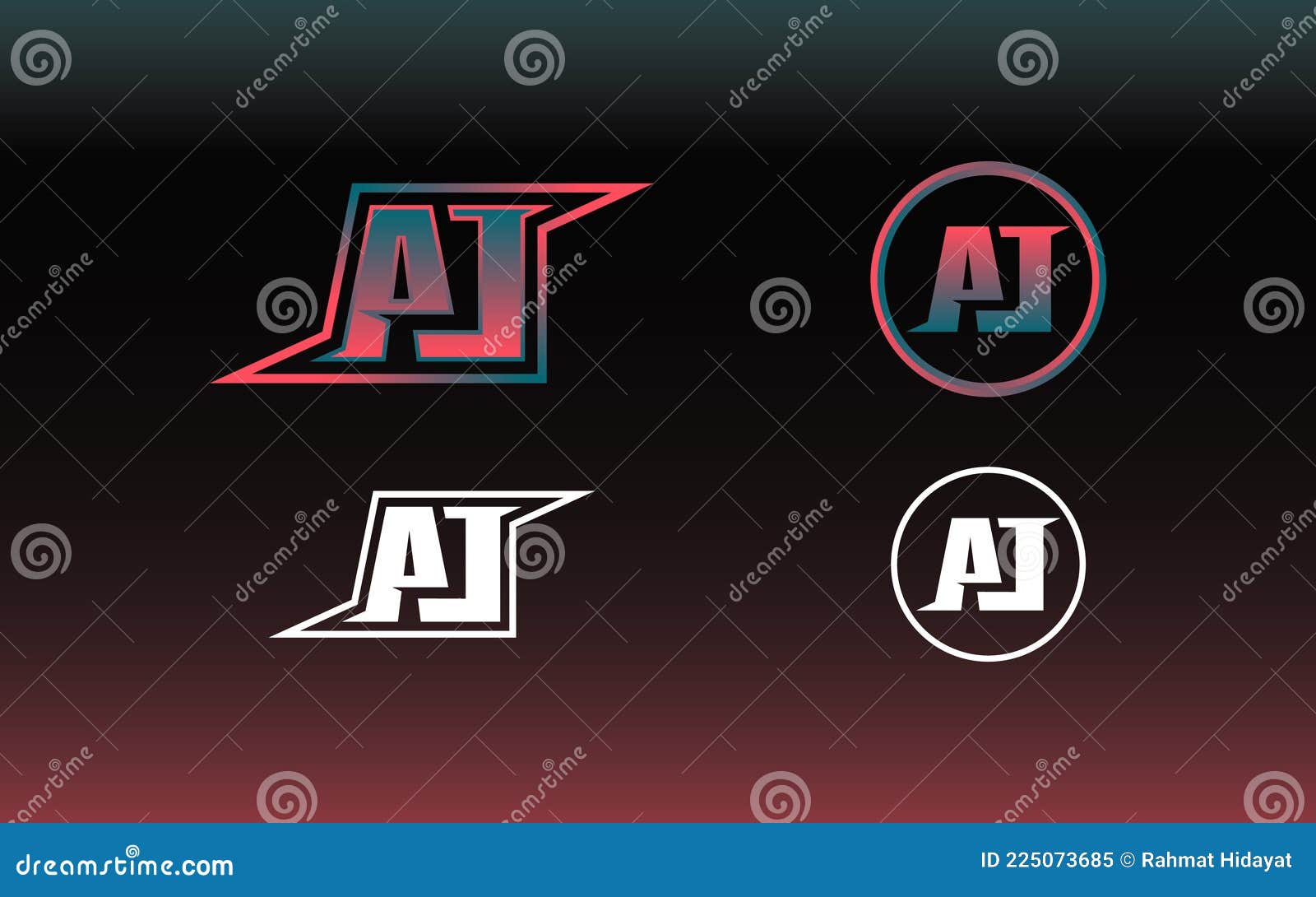 AJ Letter Logo with Gaming Style and Contemporary Colors Stock Vector ...