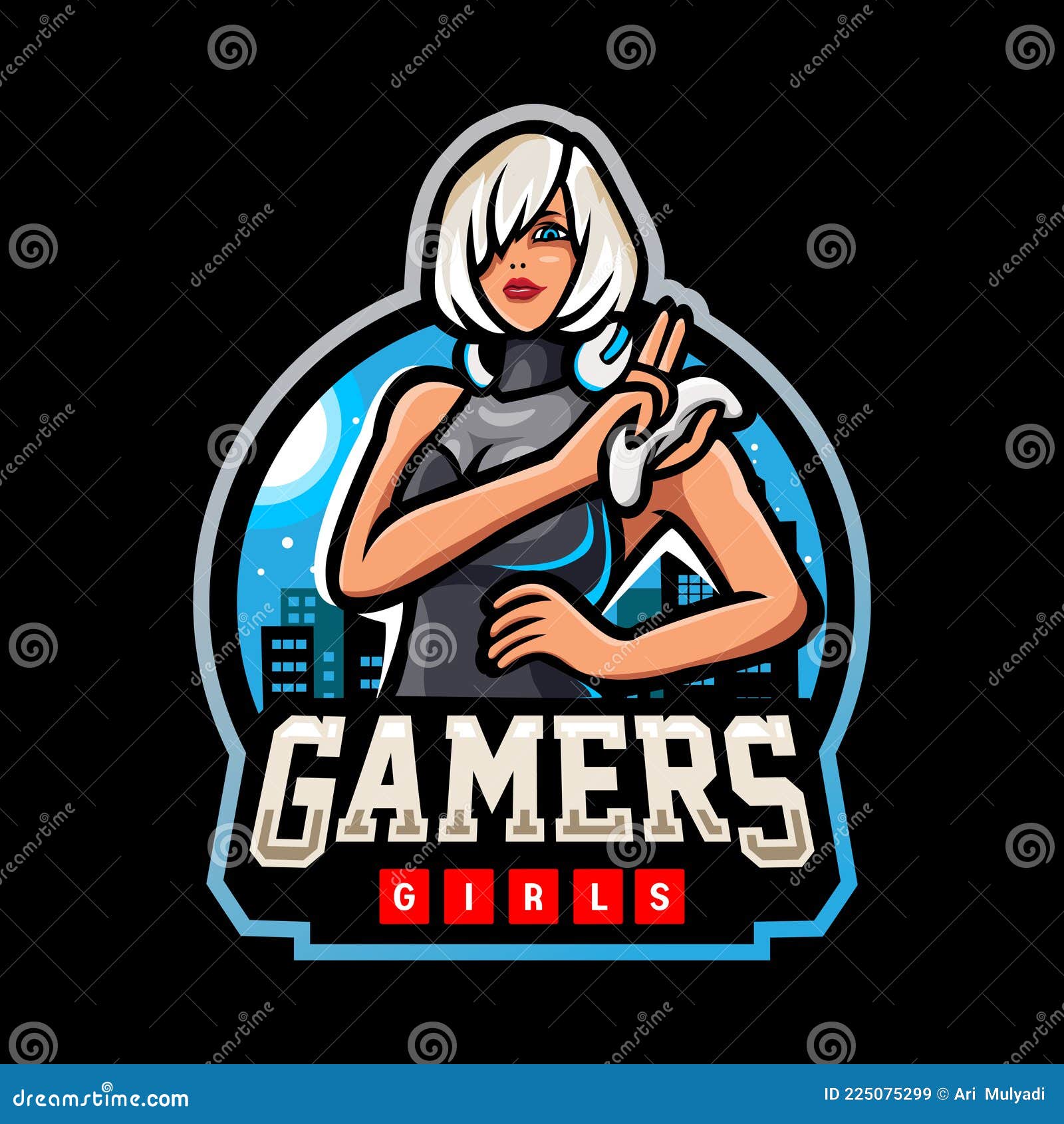 Gamer girl logo stock vector. Illustration of graphics - 225075299
