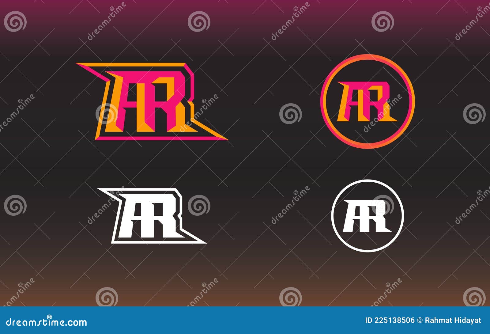 AR Letter Logo with Gaming Style and Contemporary Colors Stock Vector ...