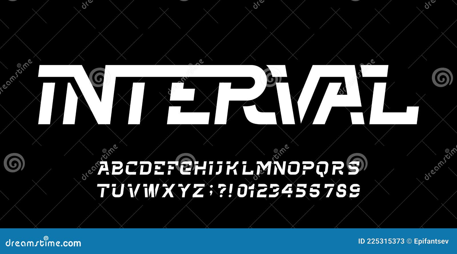 Interval Alphabet Font. Oblique Letters and Numbers for Your Logo or ...