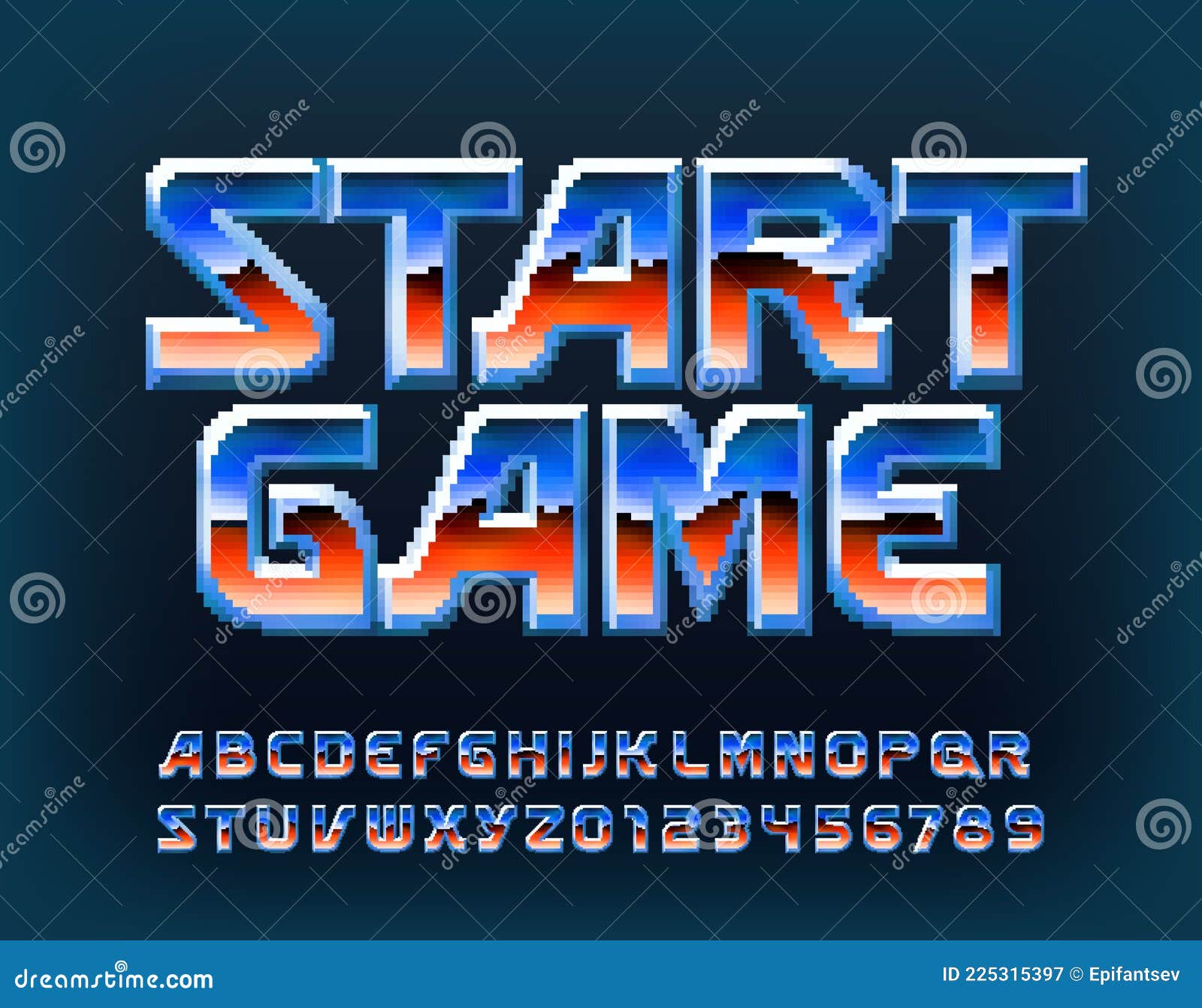 Start Game Alphabet Font. Pixel Digital Letters And Numbers In Early ...