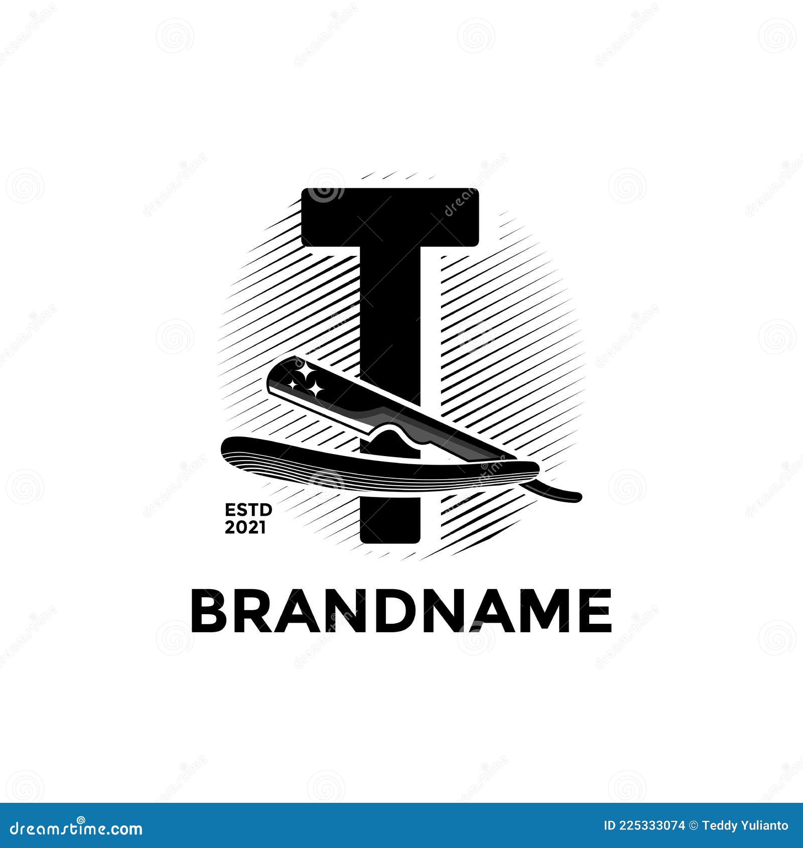 Classic and Stylish Initial T Razor Barbershop Stock Vector ...