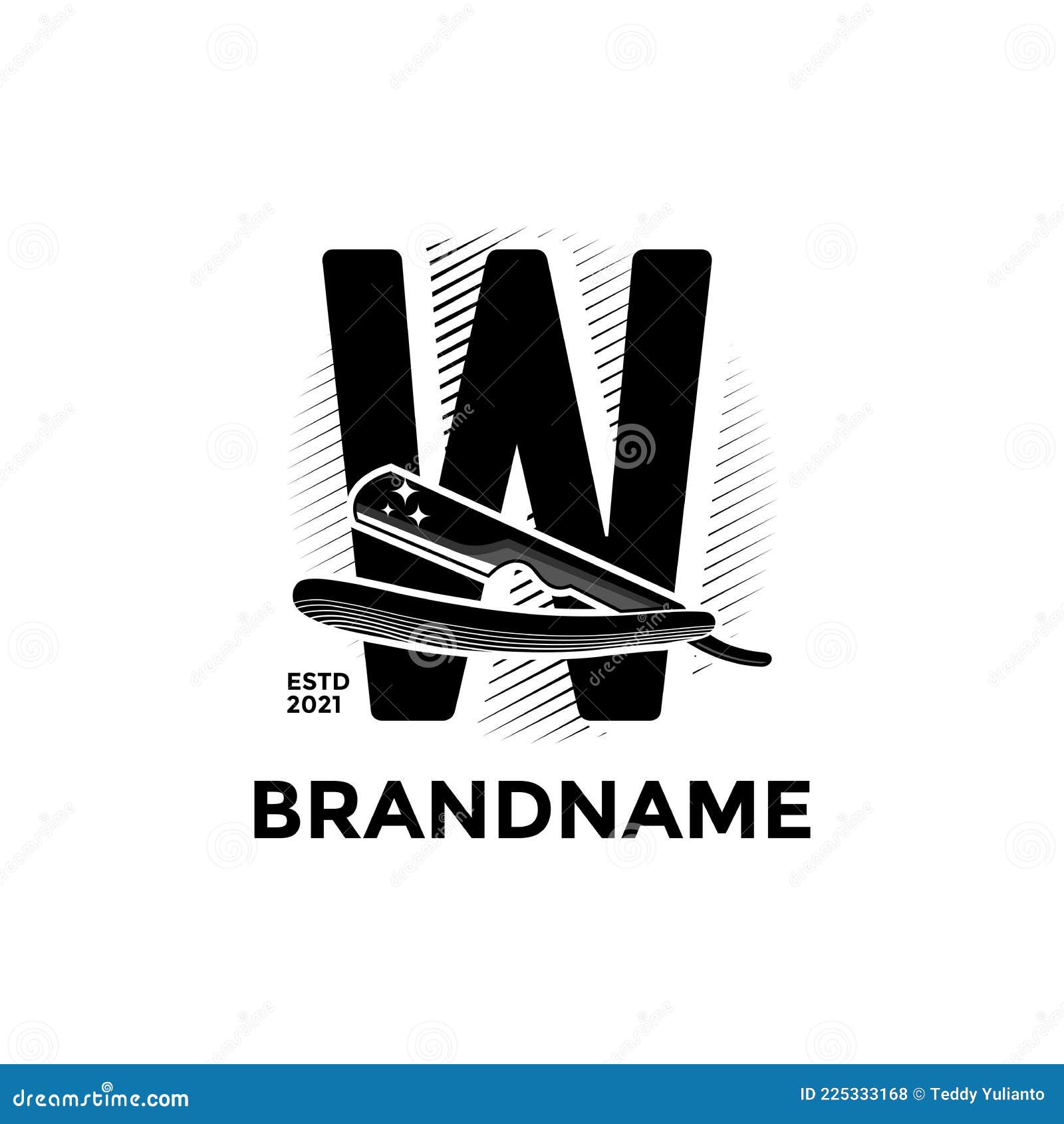 Classic and Stylish Initial W Razor Barbershop Stock Vector ...