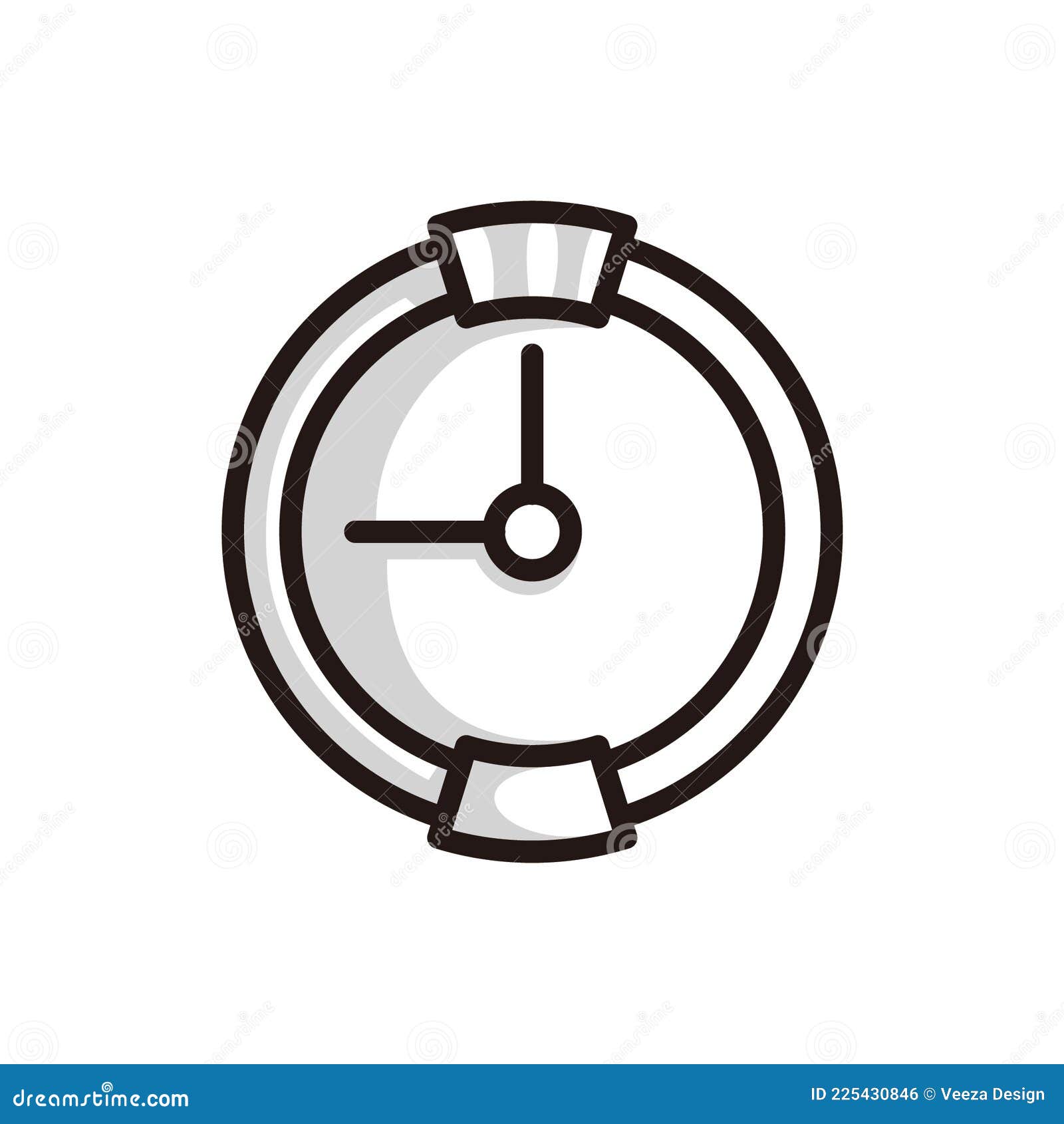 The Symbol of a Modern Wall Clock, in Black Line Art Style and Shadow ...