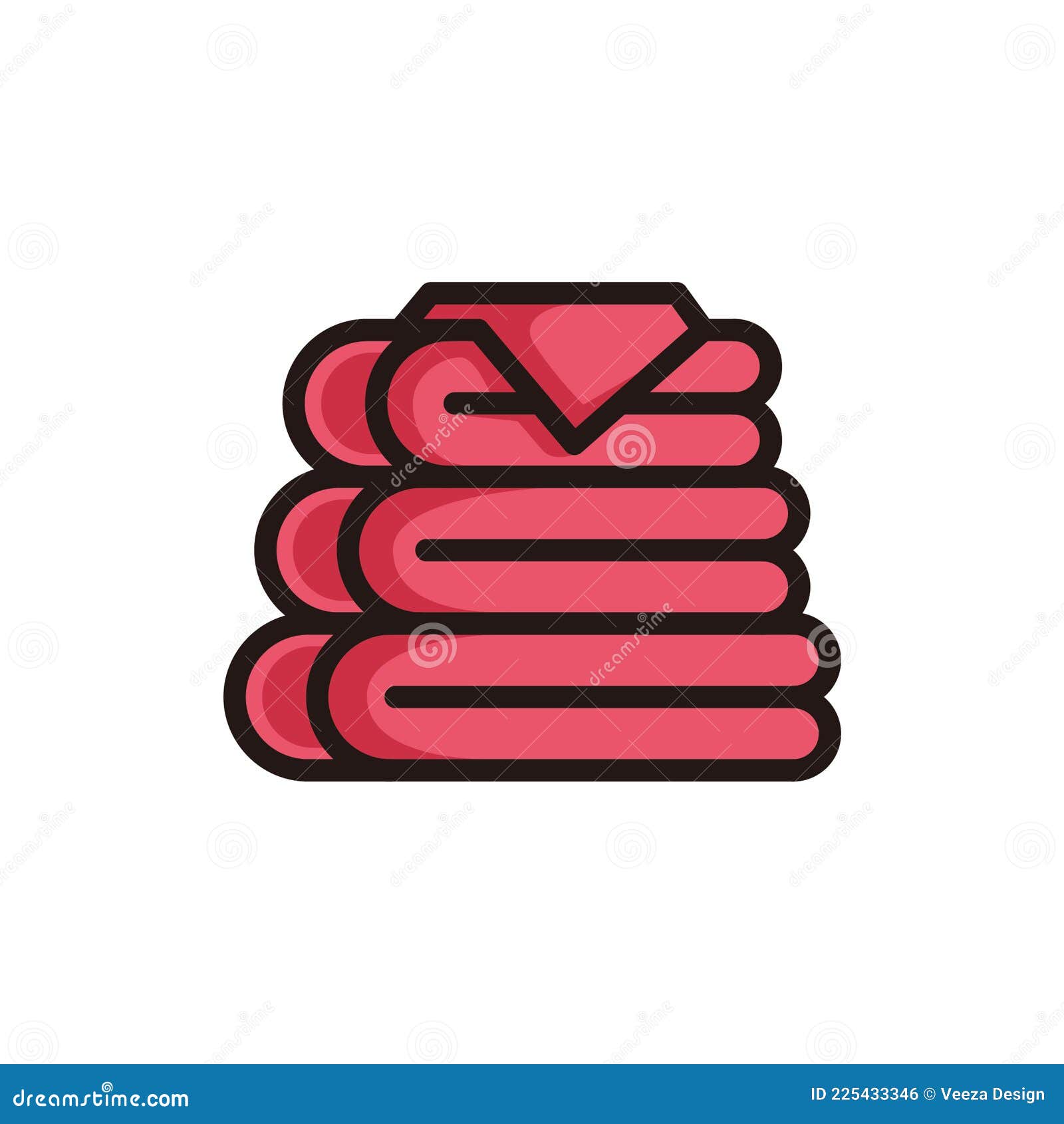 The Symbol of a Blanket Stack, in Red Colored Black Line Art Style and ...