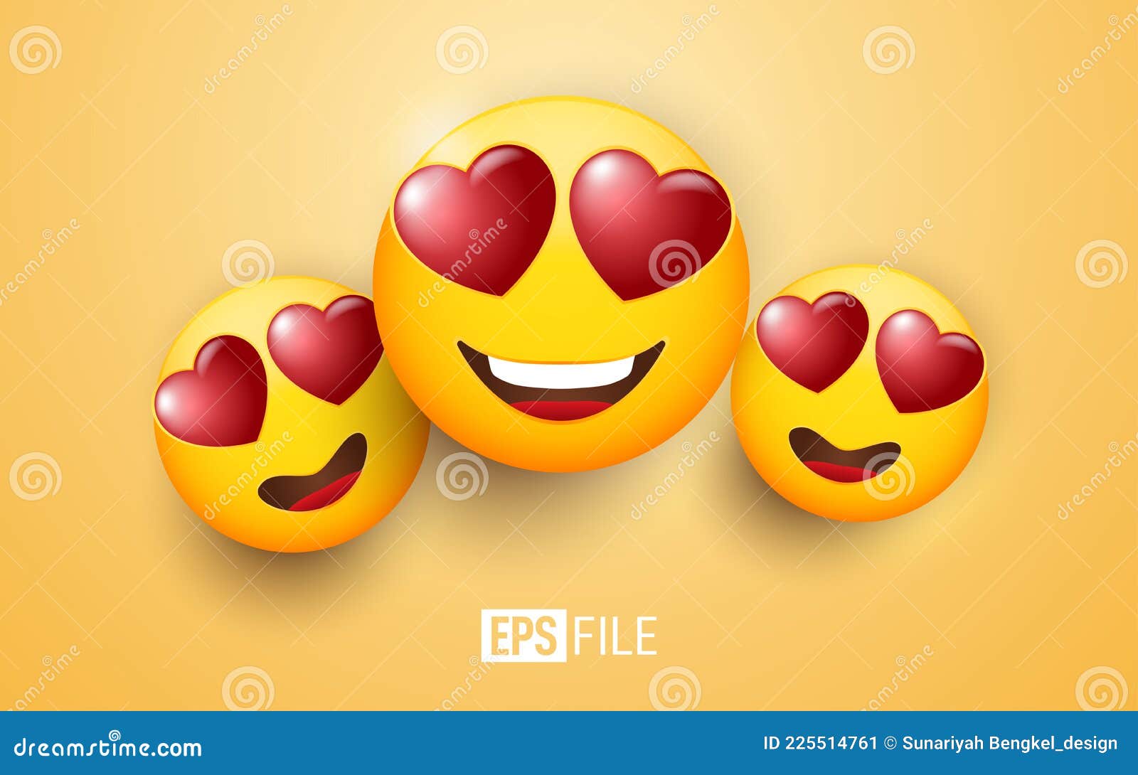 3d Emoji Smiling Face with Heart Eyes on Yellow Stock Vector ...