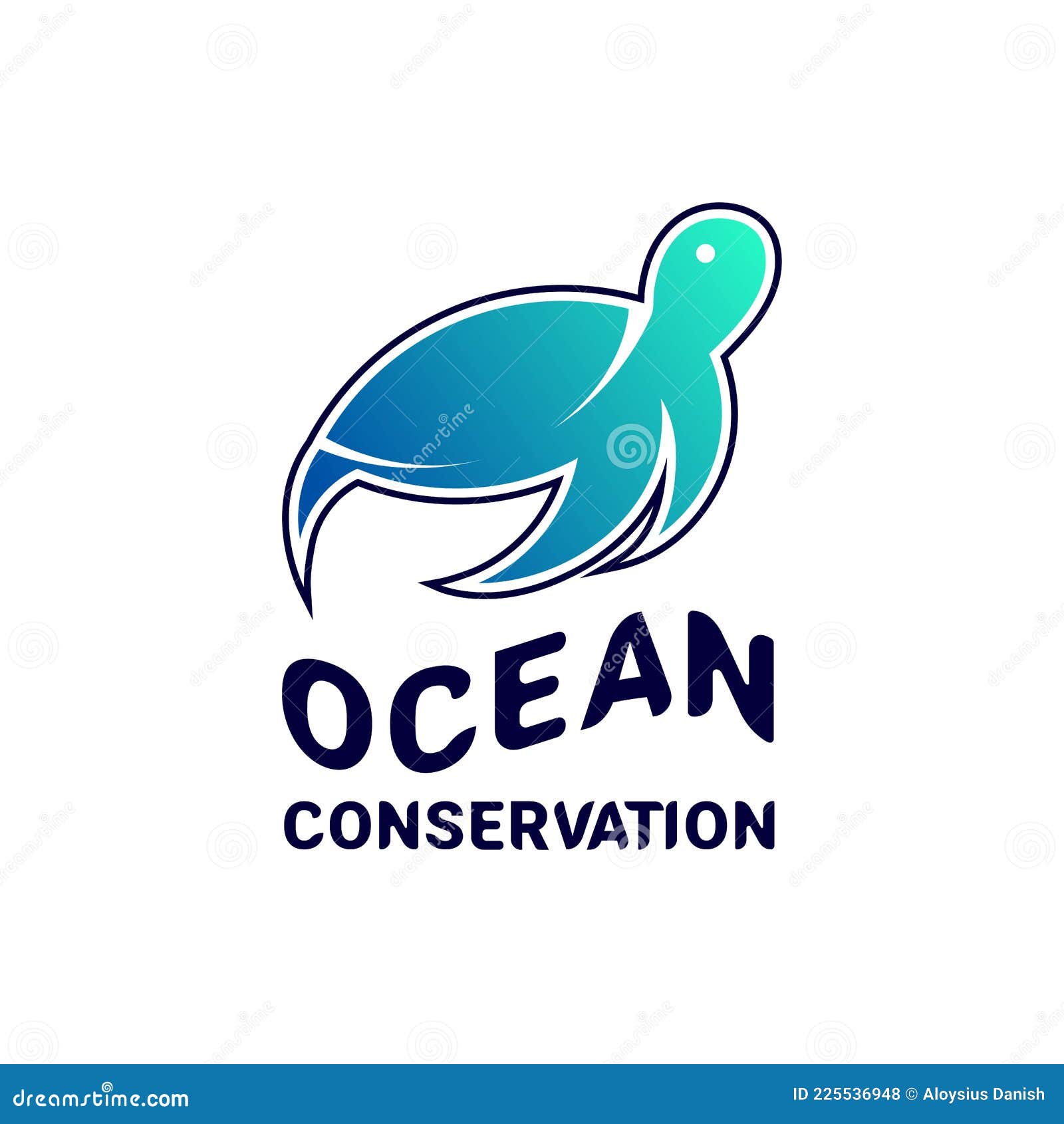Modern and Luxury Style for Ocean Conservation Logo. with a Blue Turtle ...