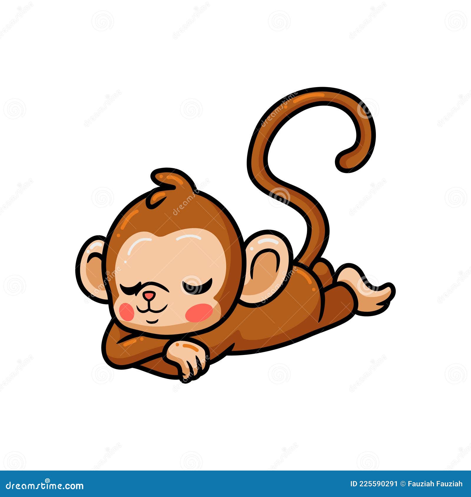 Cute Baby Monkey Cartoon Sleeping Stock Vector - Illustration of newborn, gorilla: 225590291