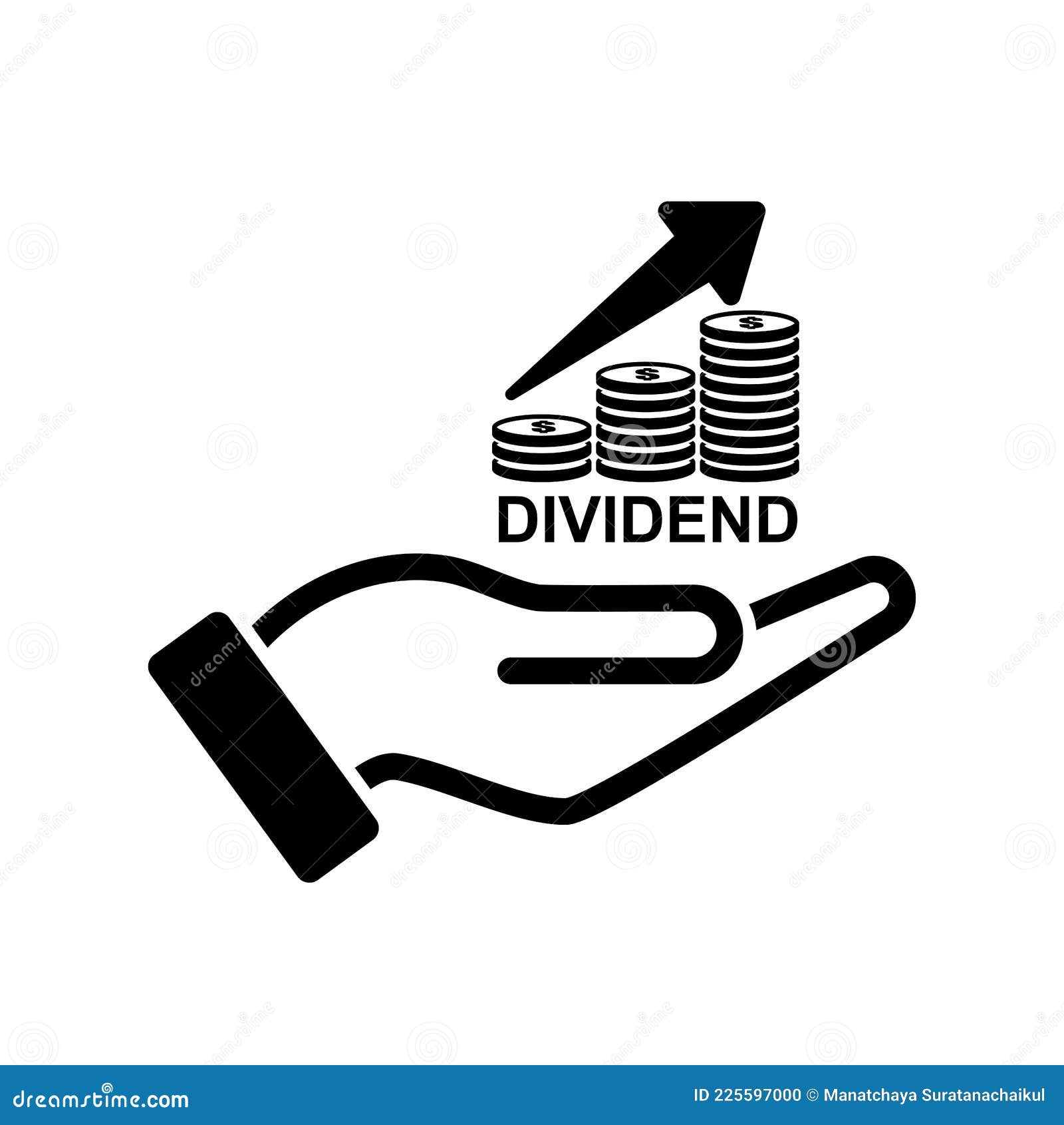 Dividend money on hand stock vector. Illustration of logo - 225597000