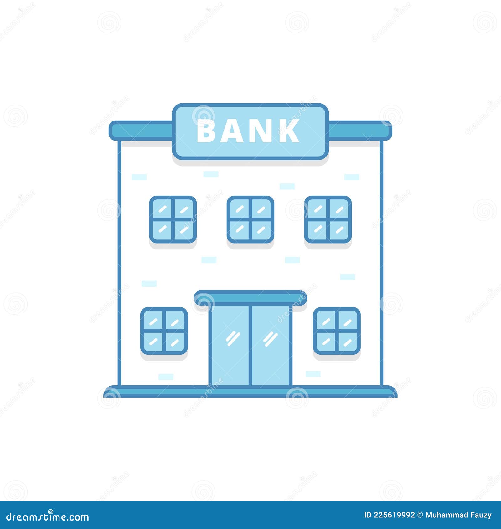 Modern Bank Building Icon with Blue Color Stock Vector - Illustration ...